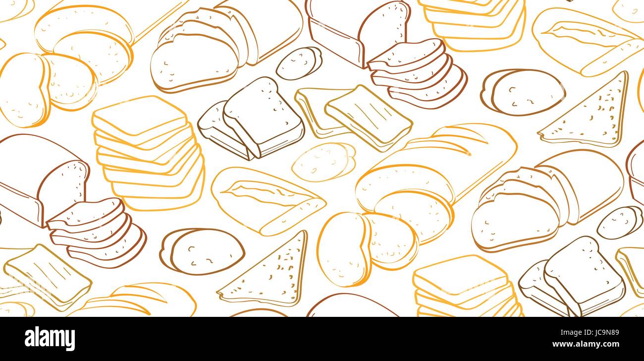 Beautiful seamles bread and bakery pattern in colour on the white ...