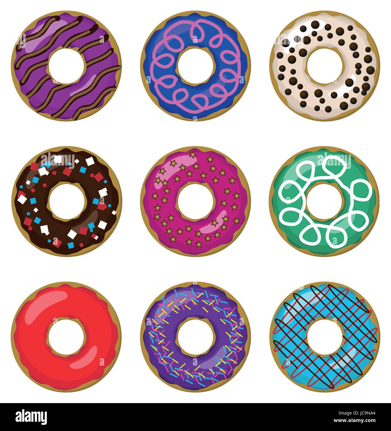 Donut different setting set collection taste color glazed donut sweet ...