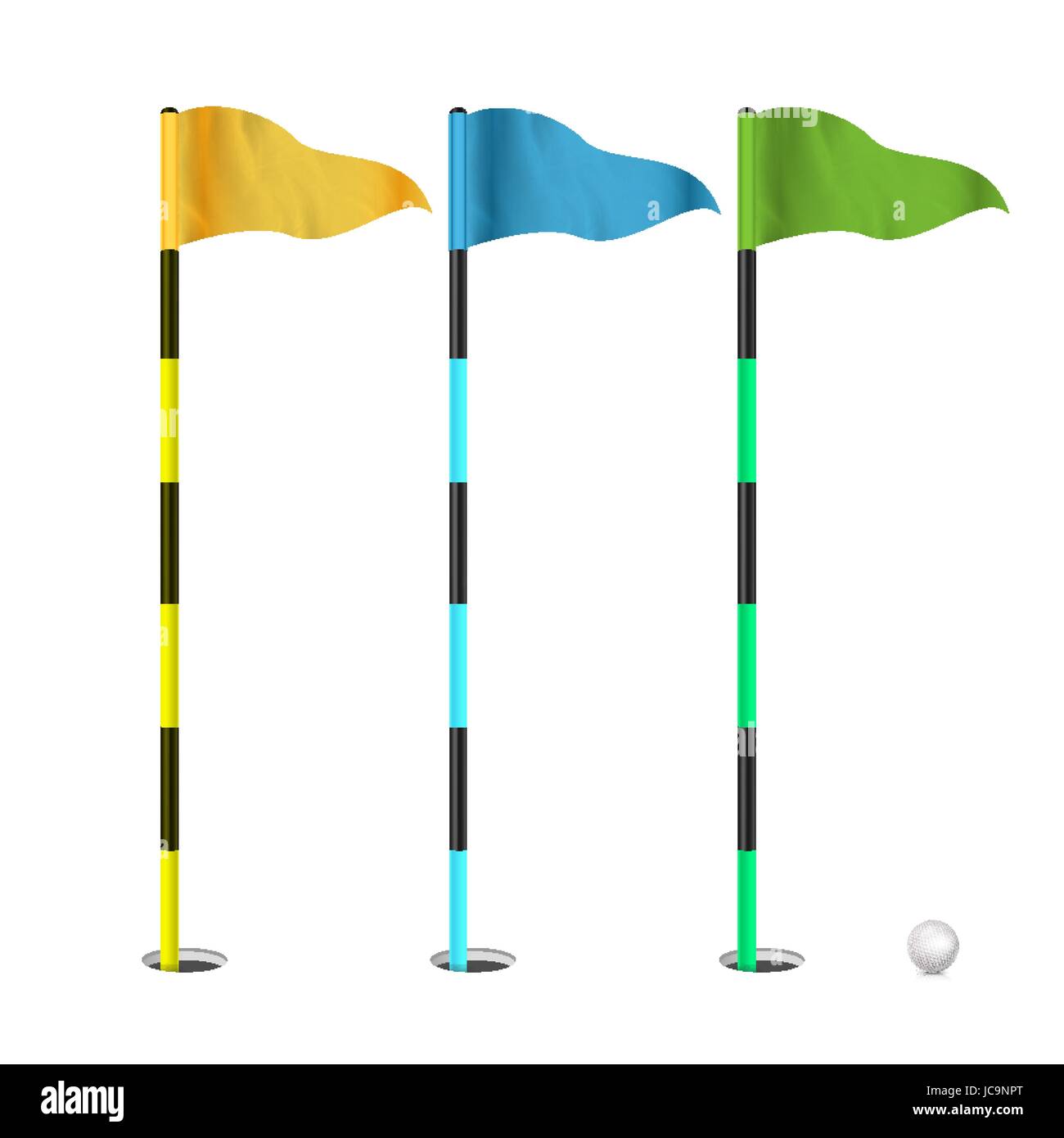 Golf Flags Vector. Realistic Flags Of The Golf Course. Isolated Stock ...