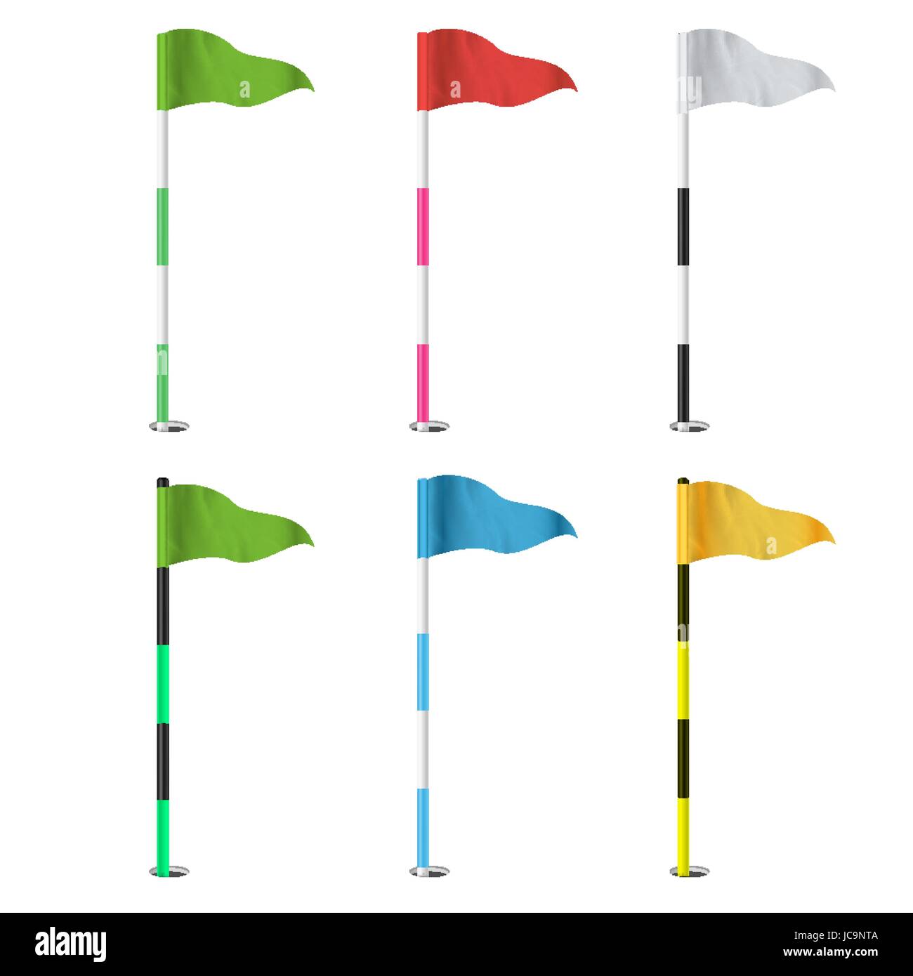 Golf Flags Vector. Realistic Flags Of The Golf Course. Isolated Stock Vector Image & Art - Alamy
