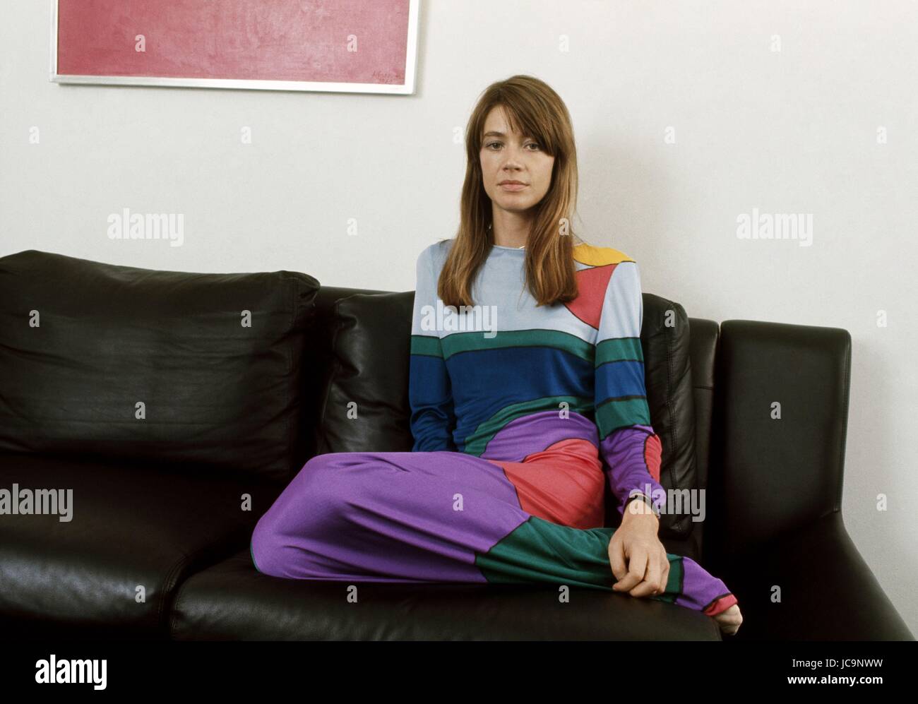 French singer Françoise Hardy posing in her Paris apartment located Île ...