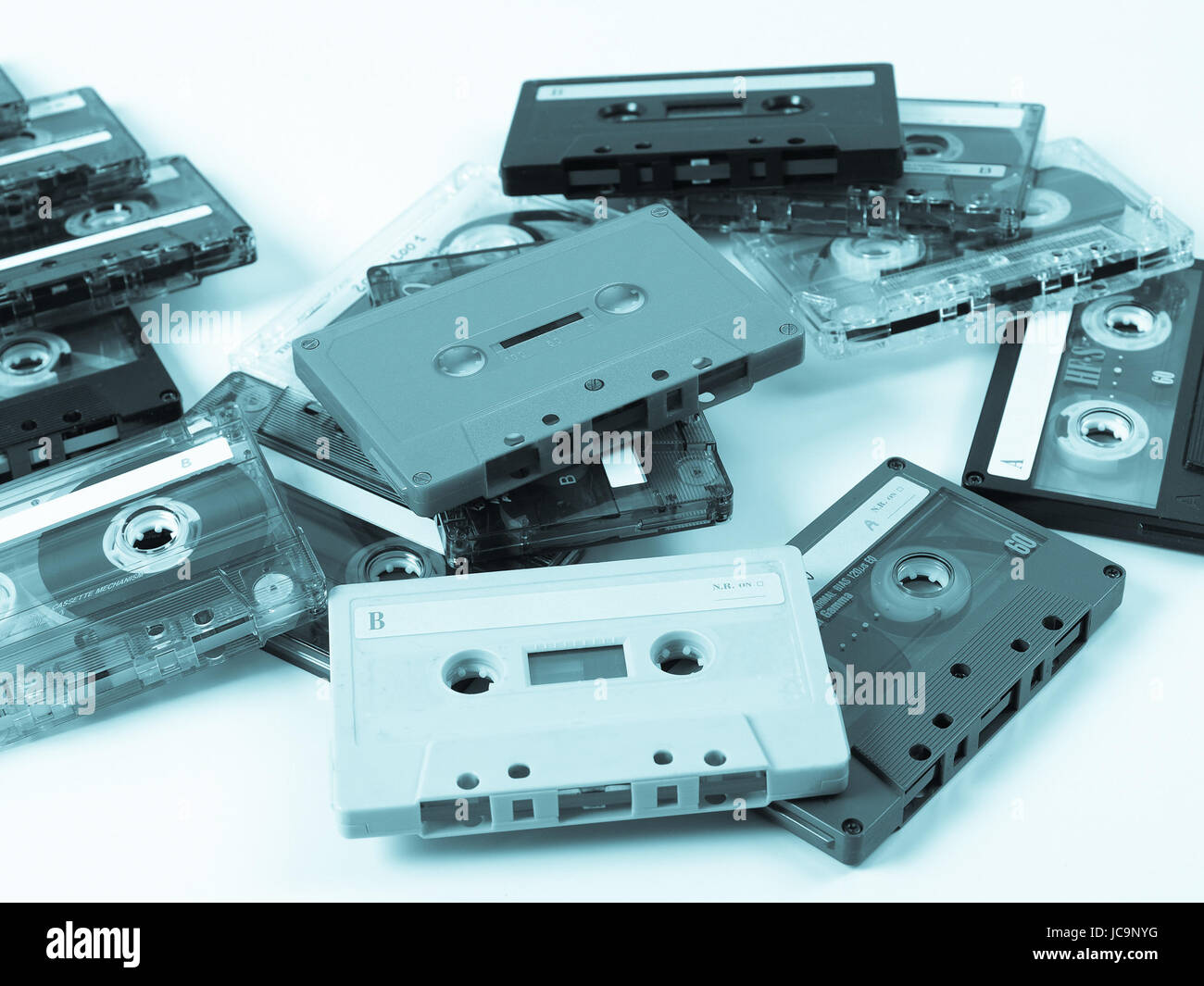 Magnetic tape cassette for audio music recording - cool cyanotype Stock ...