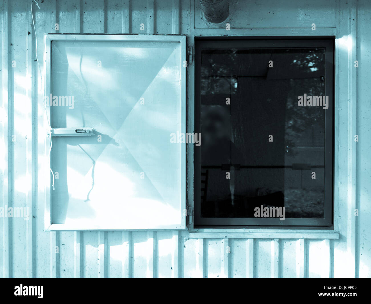 Prefabricated house prefab - cool cyanotype Stock Photo - Alamy