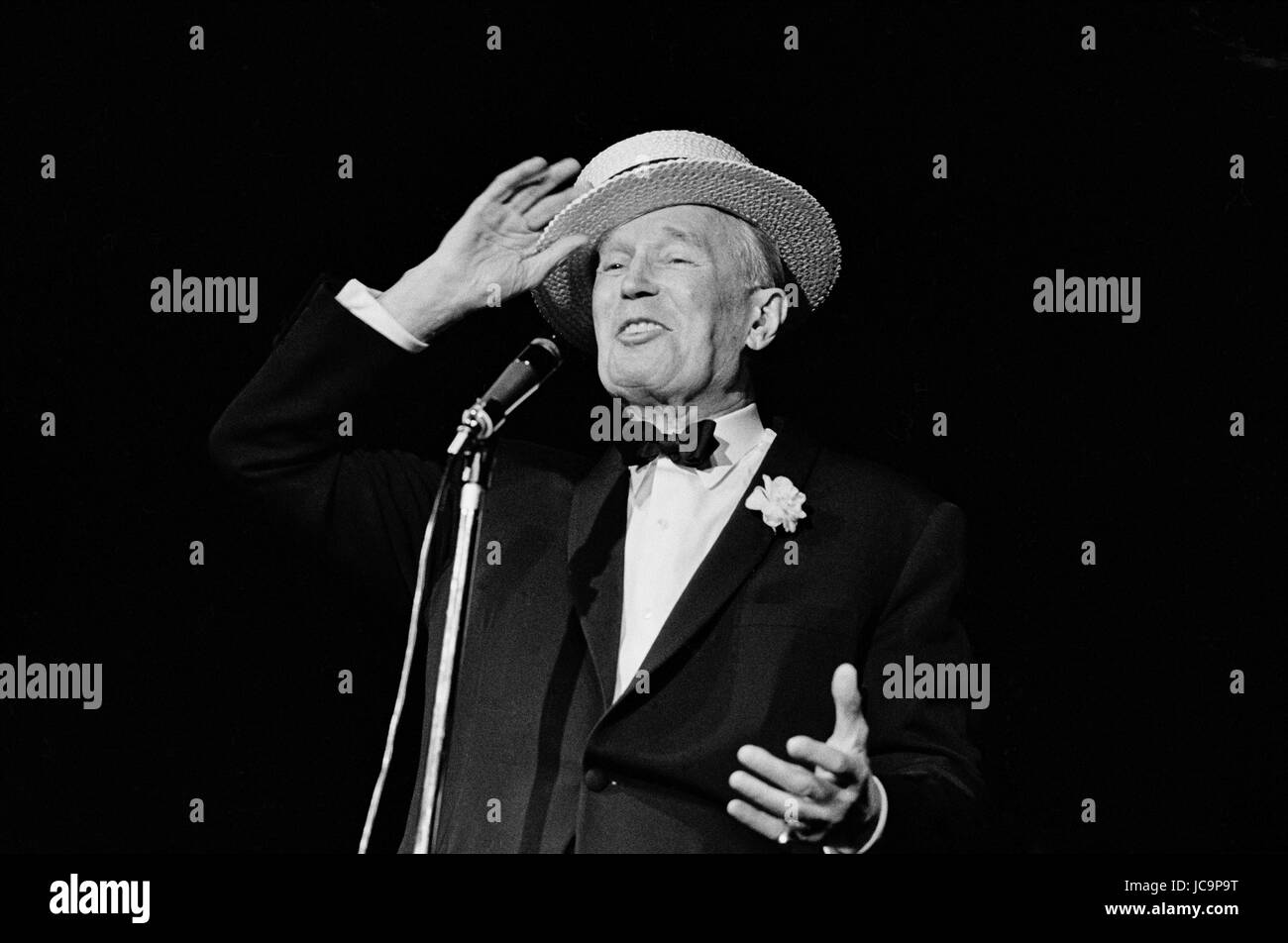 French singer Maurice Chevalier on the stage of the restaurant Maxim's ...