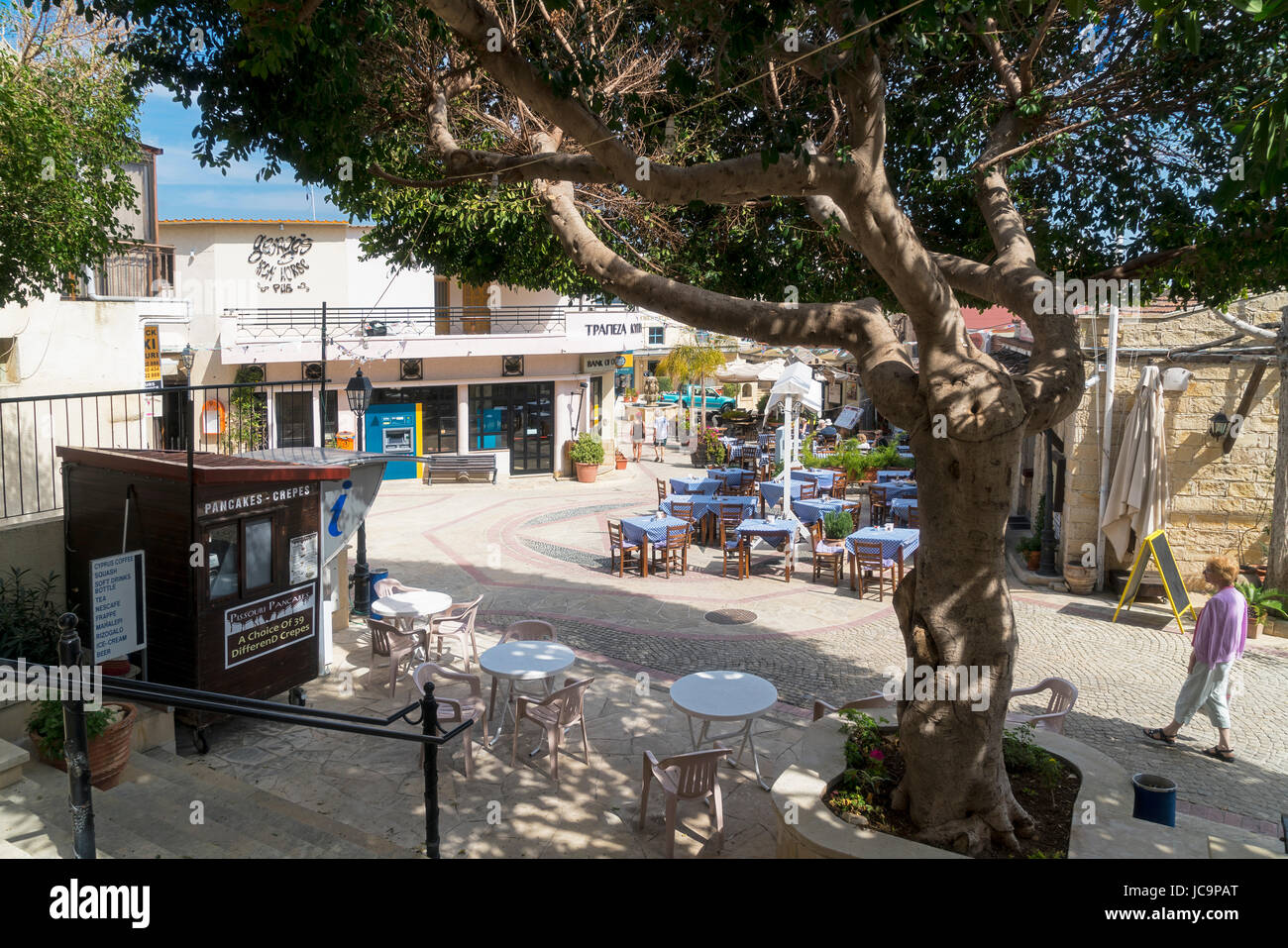 Town Square, Streets in Pissouri hilltop village, Cyprus Stock Photo ...