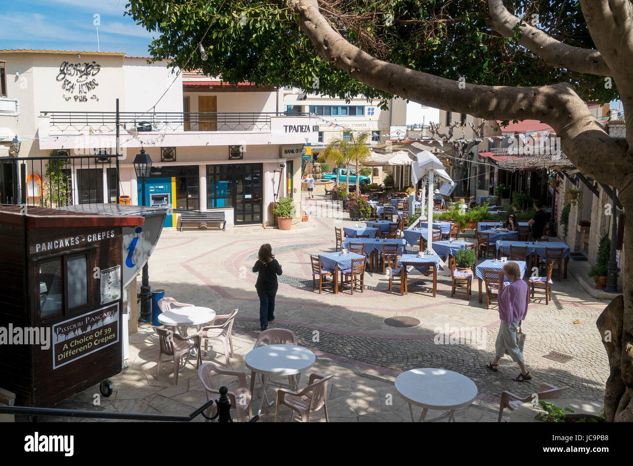 Town Square, Streets in Pissouri hilltop village, Cyprus Stock Photo ...