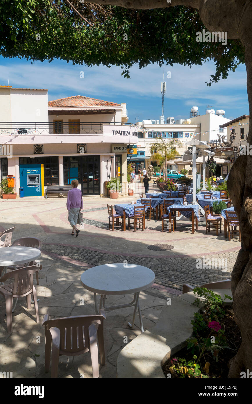 Vertical, Town Square, Streets in Pissouri hilltop village, Cyprus ...