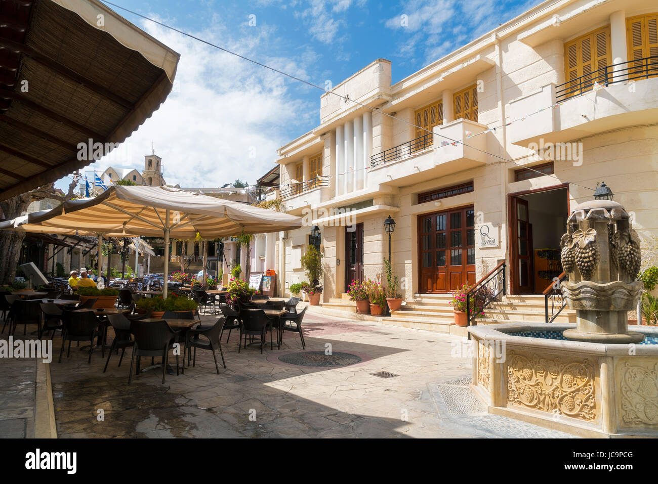 Town Square, Streets in Pissouri hilltop village, Cyprus Stock Photo ...