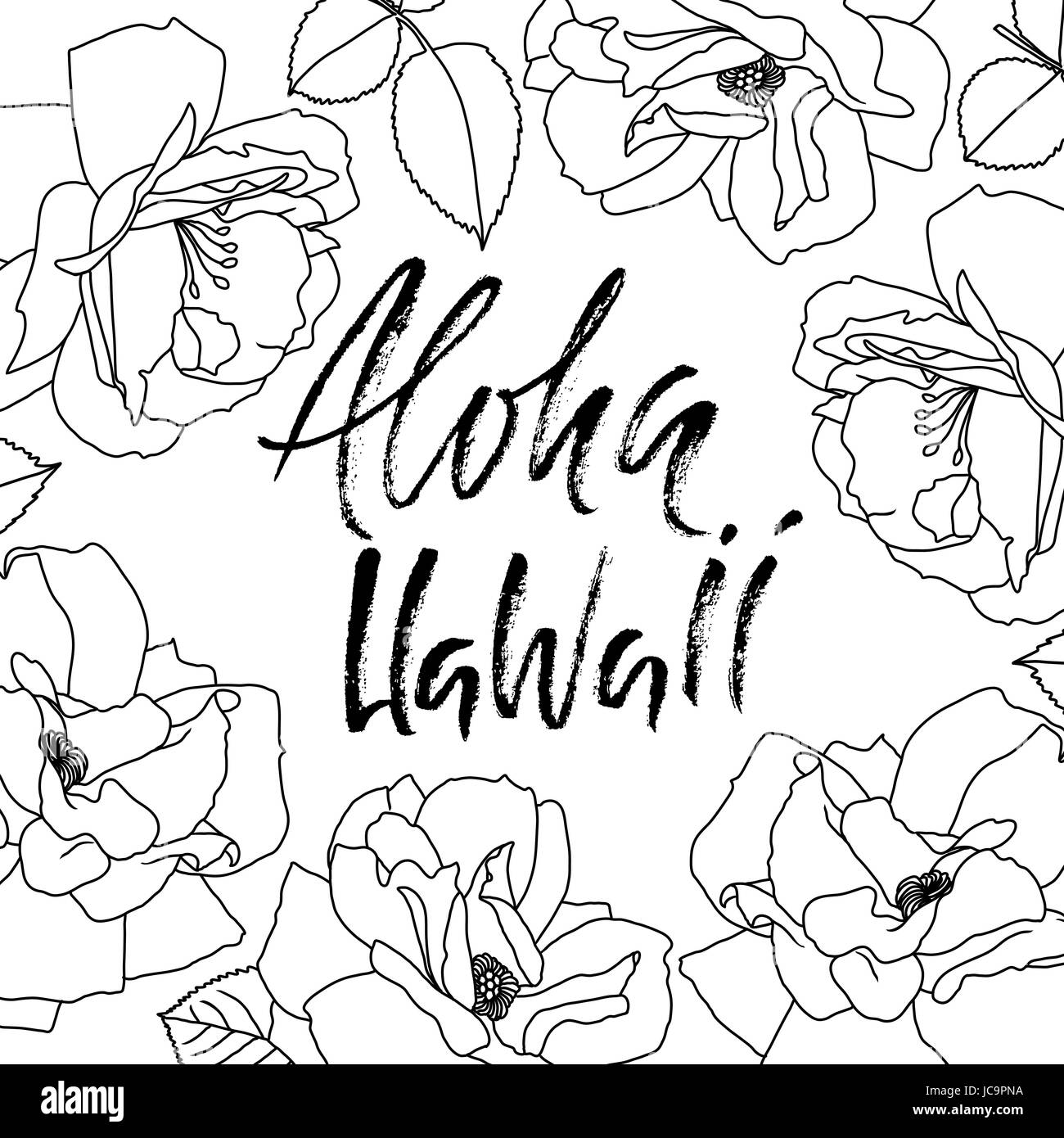 Hand drawn phrase Aloha Hawaii. Lettering design for posters, t-shirts ...