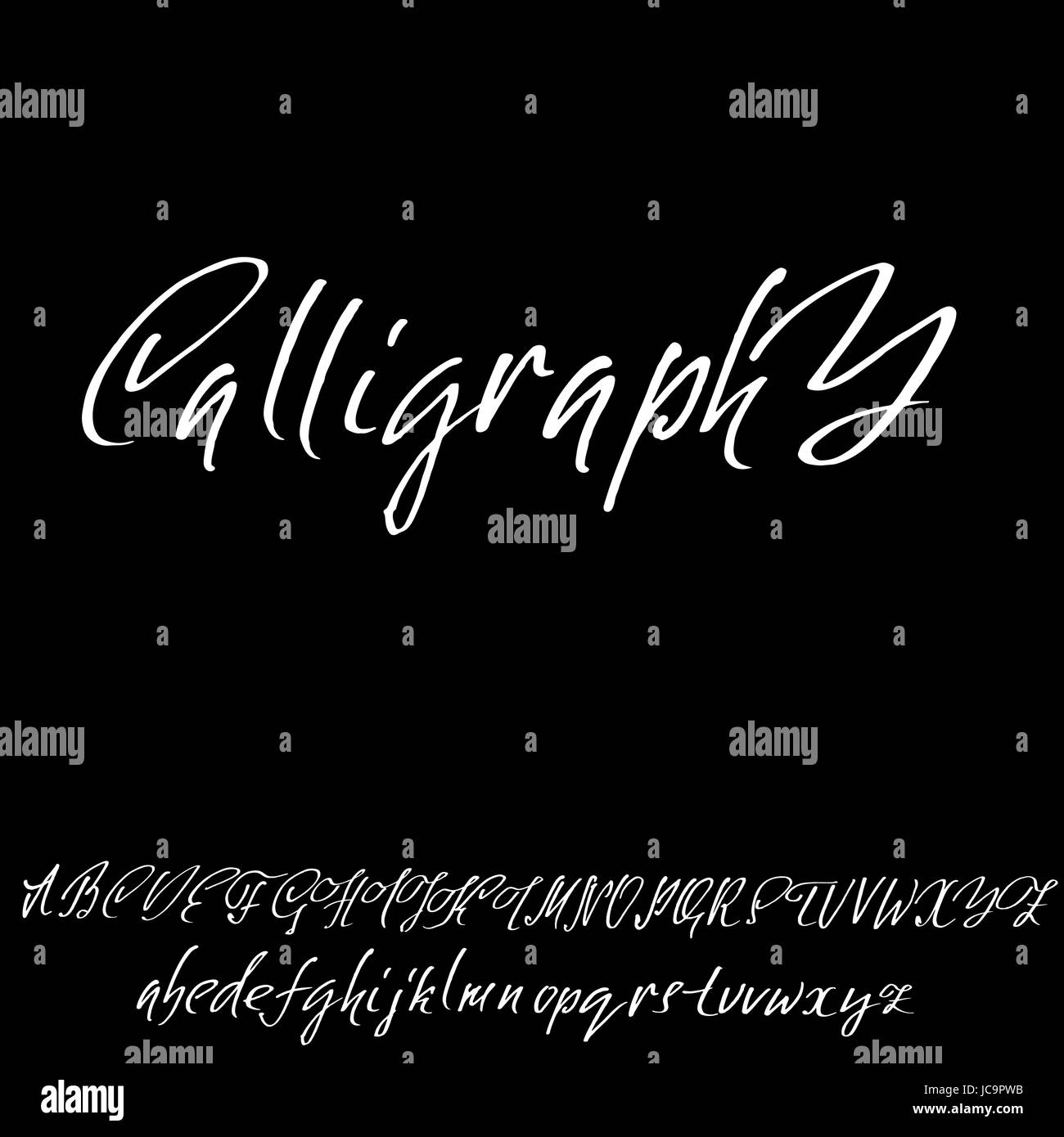 Hand drawn elegant calligraphy font. Modern brush lettering. Grunge ...