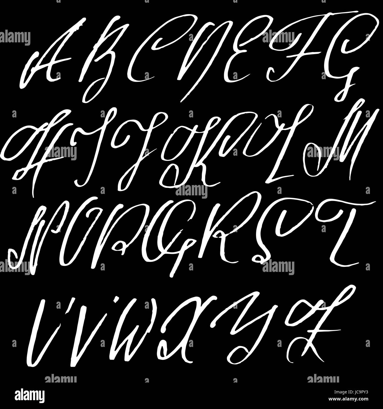 Hand drawn elegant calligraphy font. Modern brush lettering. Grunge ...