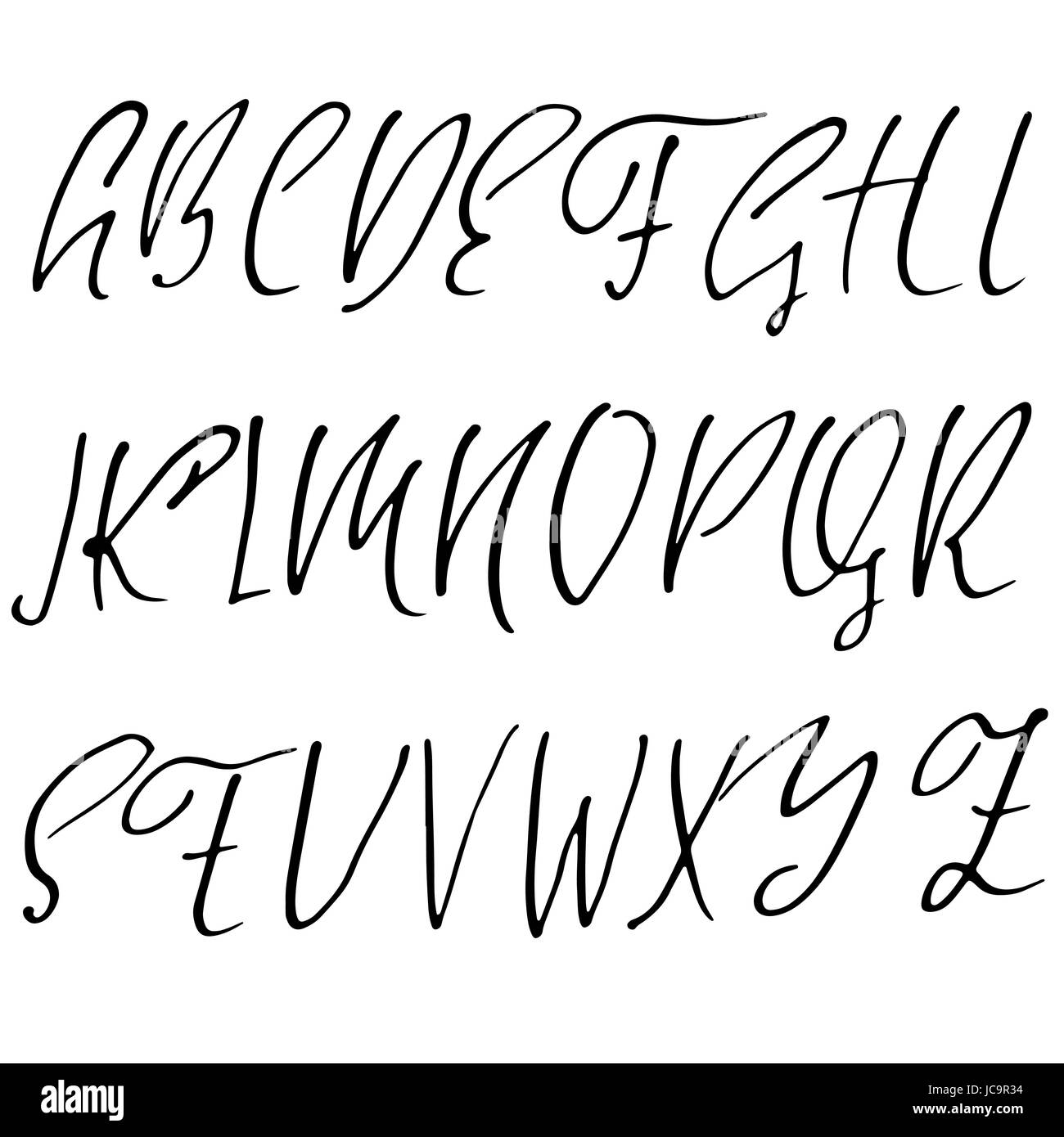 Hand drawn elegant calligraphy font. Modern brush lettering. Grunge ...