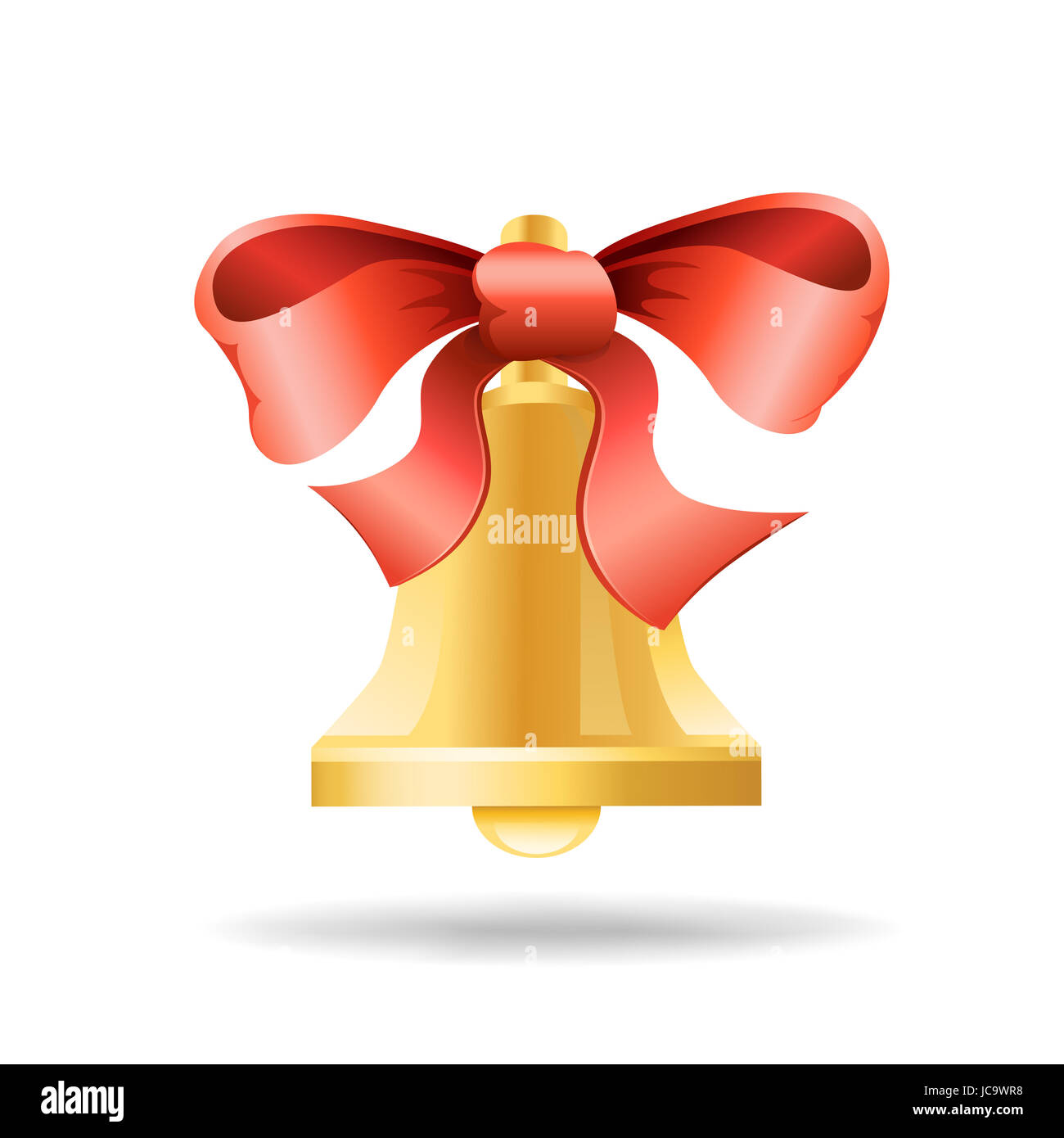 The handbell tied a red ribbon on the white background Stock Photo - Alamy