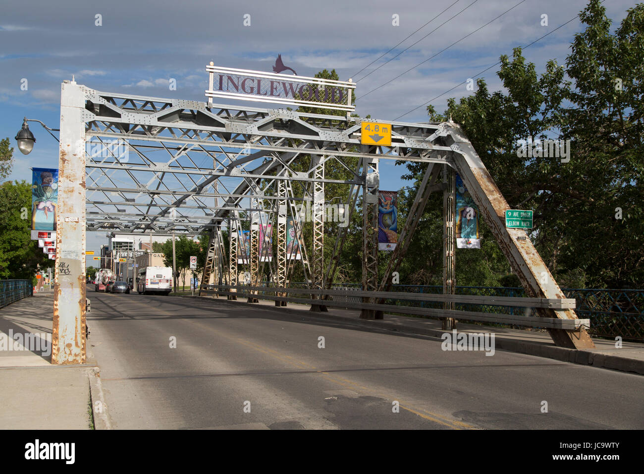 Bridge leading to the Inglewood district of Calgary, Canada. Inglewood ...