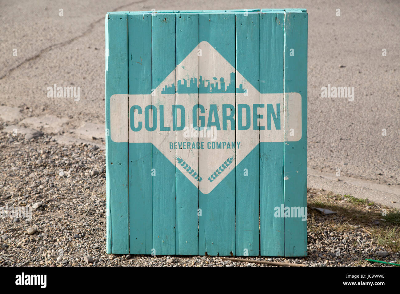 Sign for the Cold Garden Beverage Company at the Inglewood district of ...