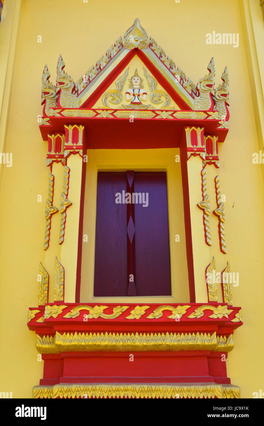 Window art style asia in temple of Thailand Stock Photo - Alamy