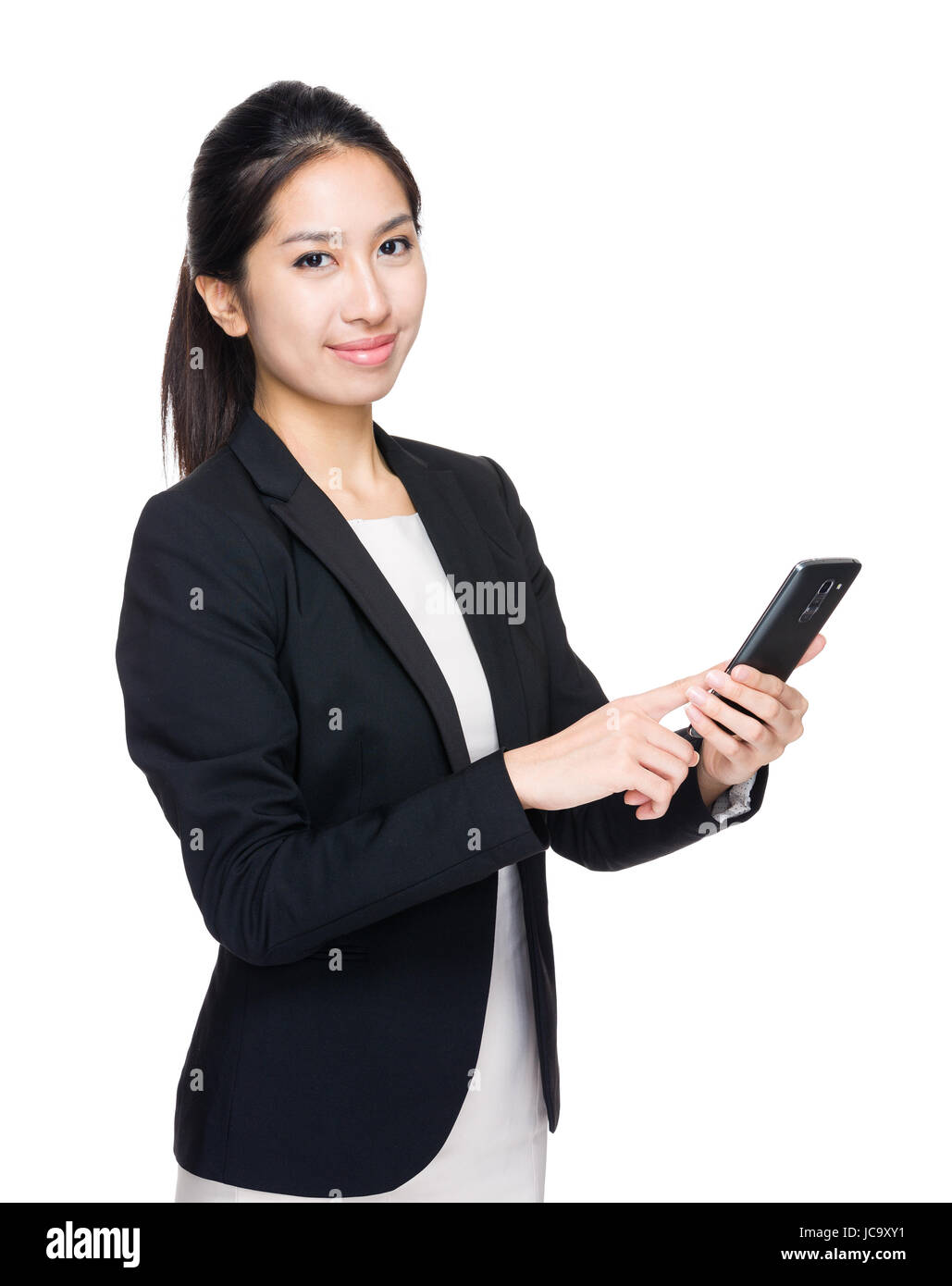 Business woman use mobile phone Stock Photo - Alamy