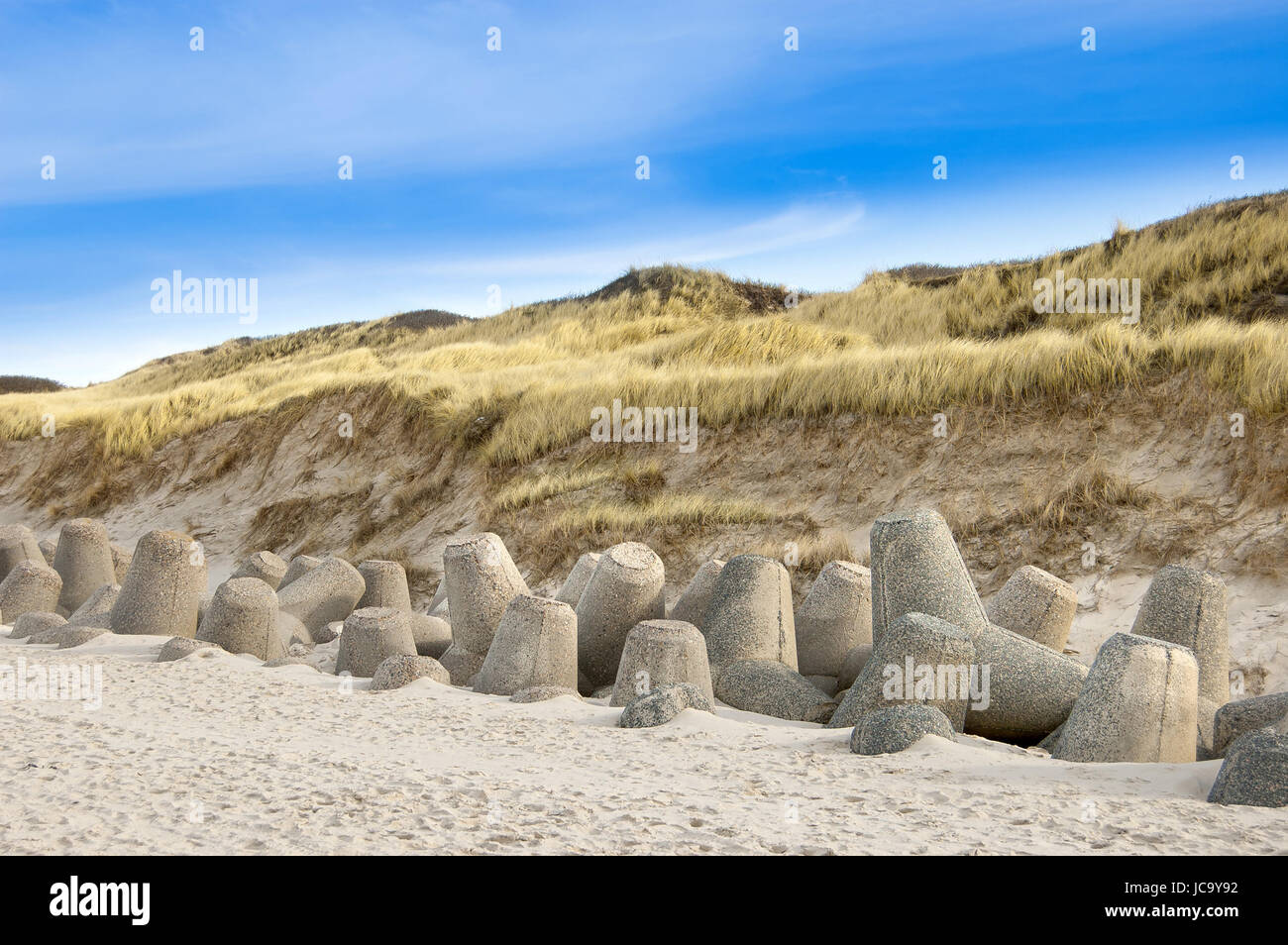 Breakwater as dunes protect on the island Sylt Stock Photo - Alamy