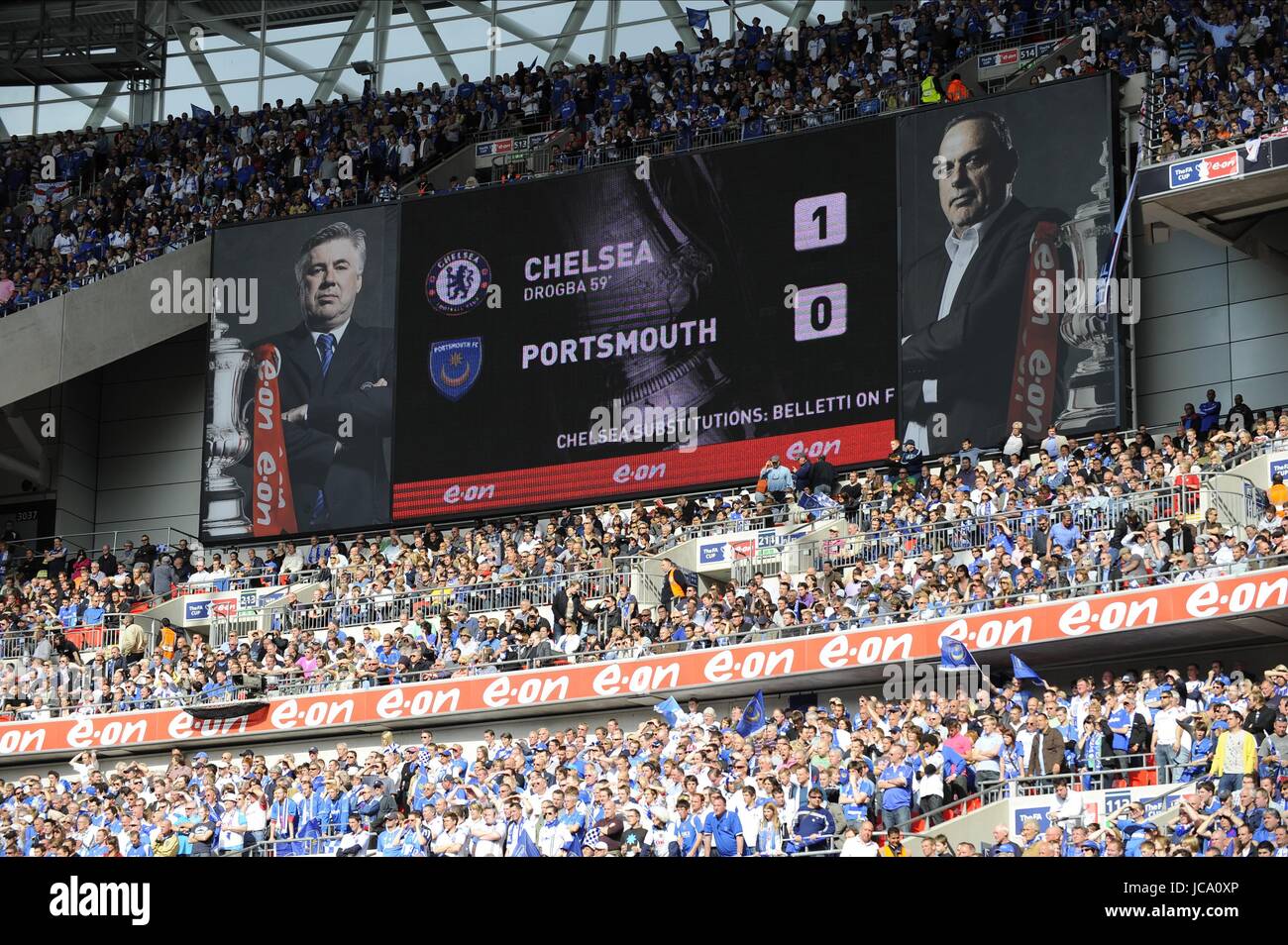WEMBLEY SCOREBOARD SHOWS FINAL CHELSEA V PORTSMOUTH WEMBLEY STADIUM ...
