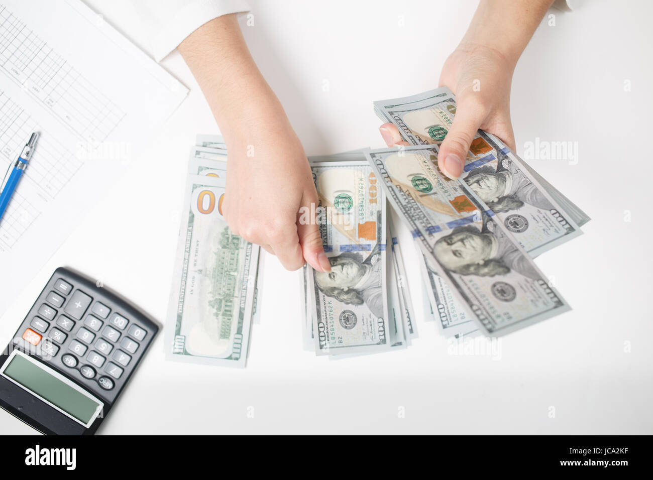 hand count the money. Top view Stock Photo - Alamy