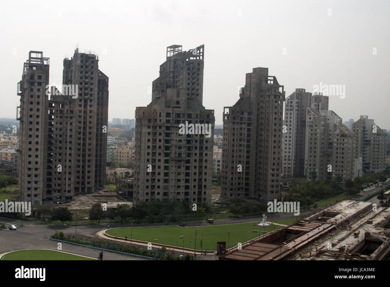 Partially constructed tower blocks in Action Area 1C, Newtown, New Town ...