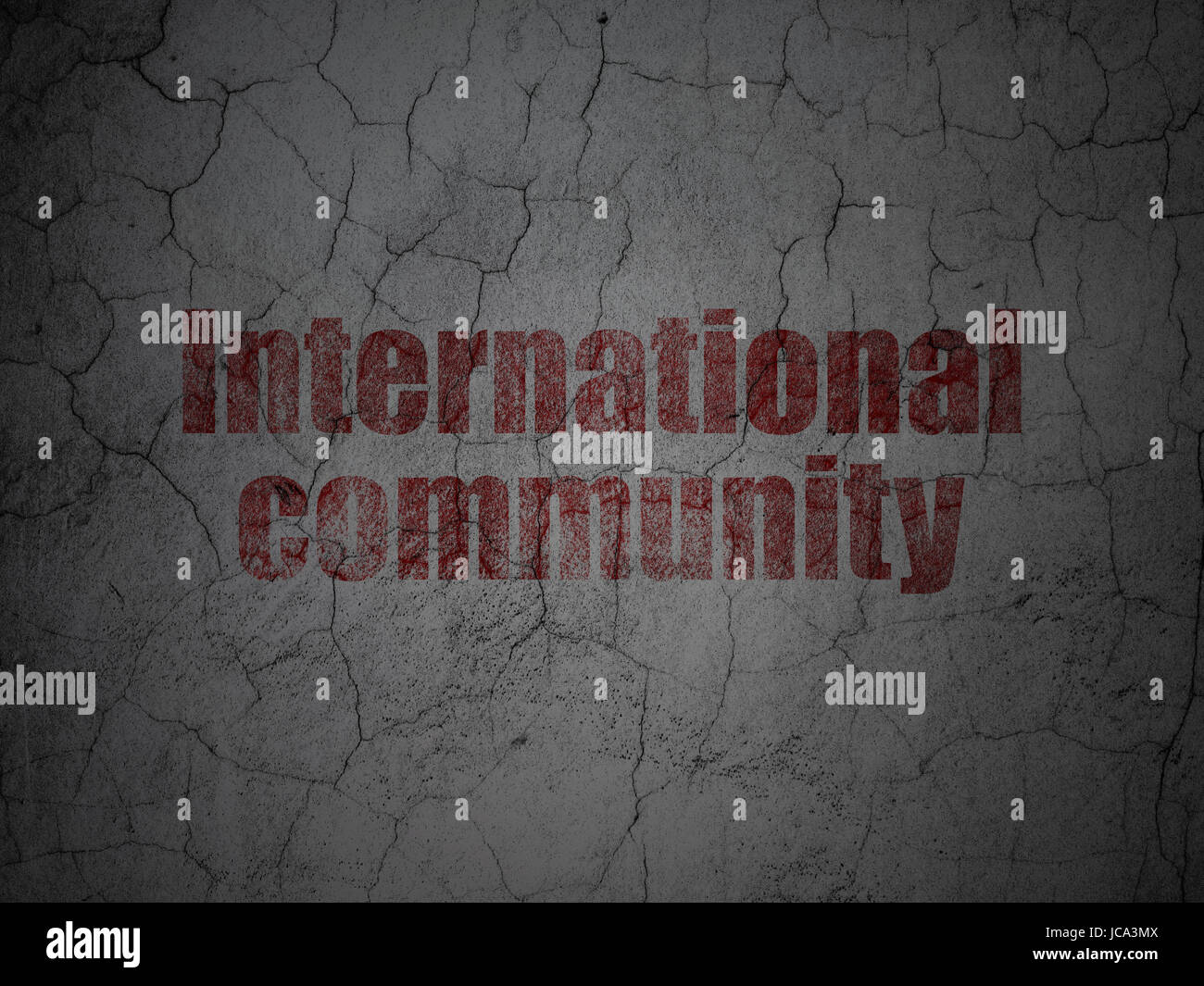 Politics concept: International Community on grunge wall background ...