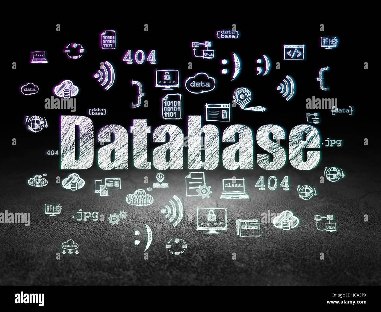 Software concept: Database in grunge dark room Stock Photo - Alamy