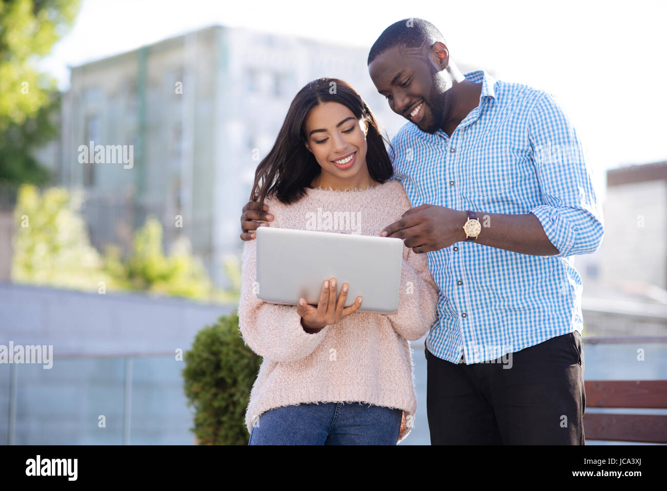 Inspiring productive woman sharing her idea with friend Stock Photo - Alamy