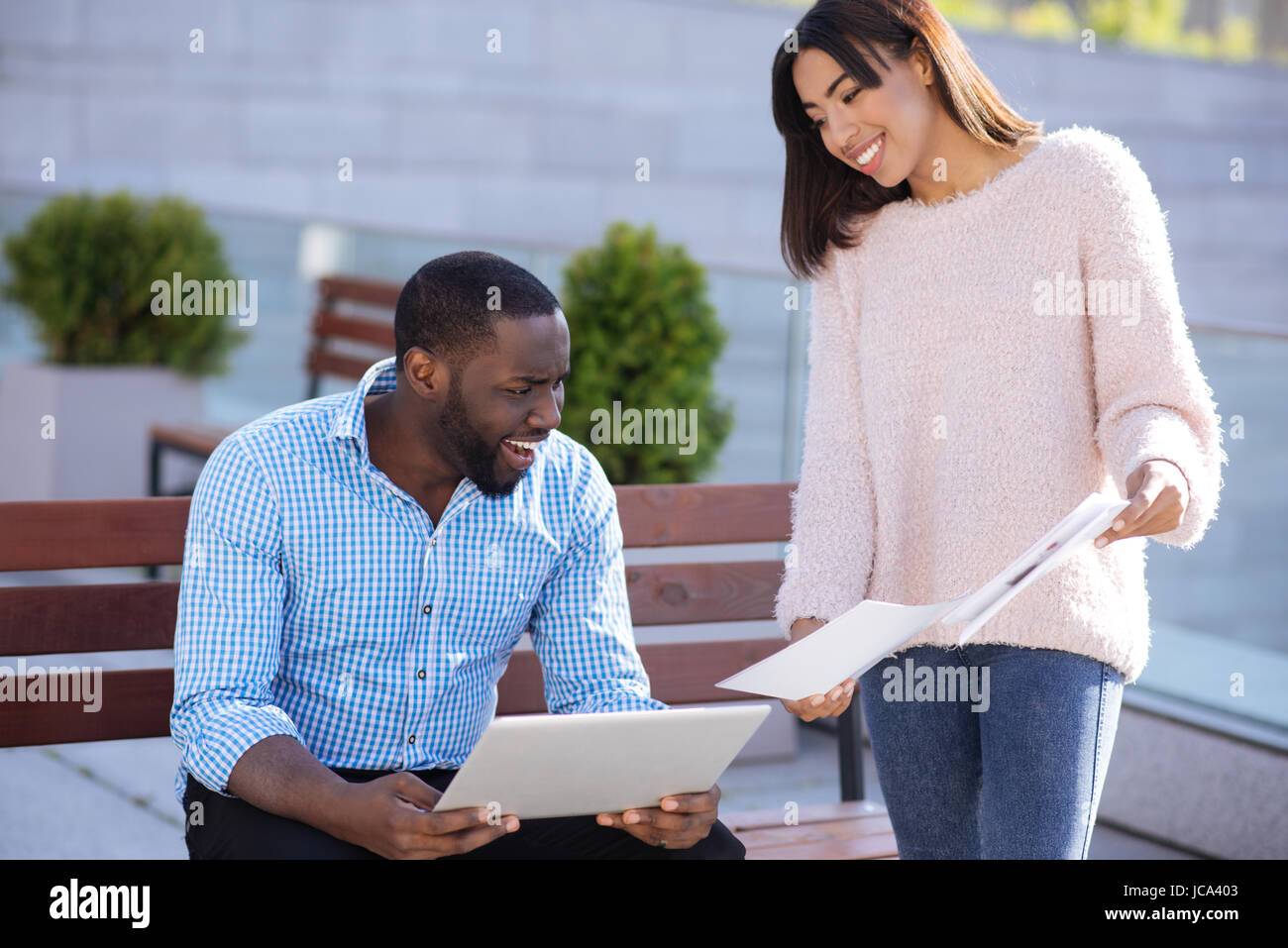 Open passionate guy fascinated with the idea Stock Photo - Alamy
