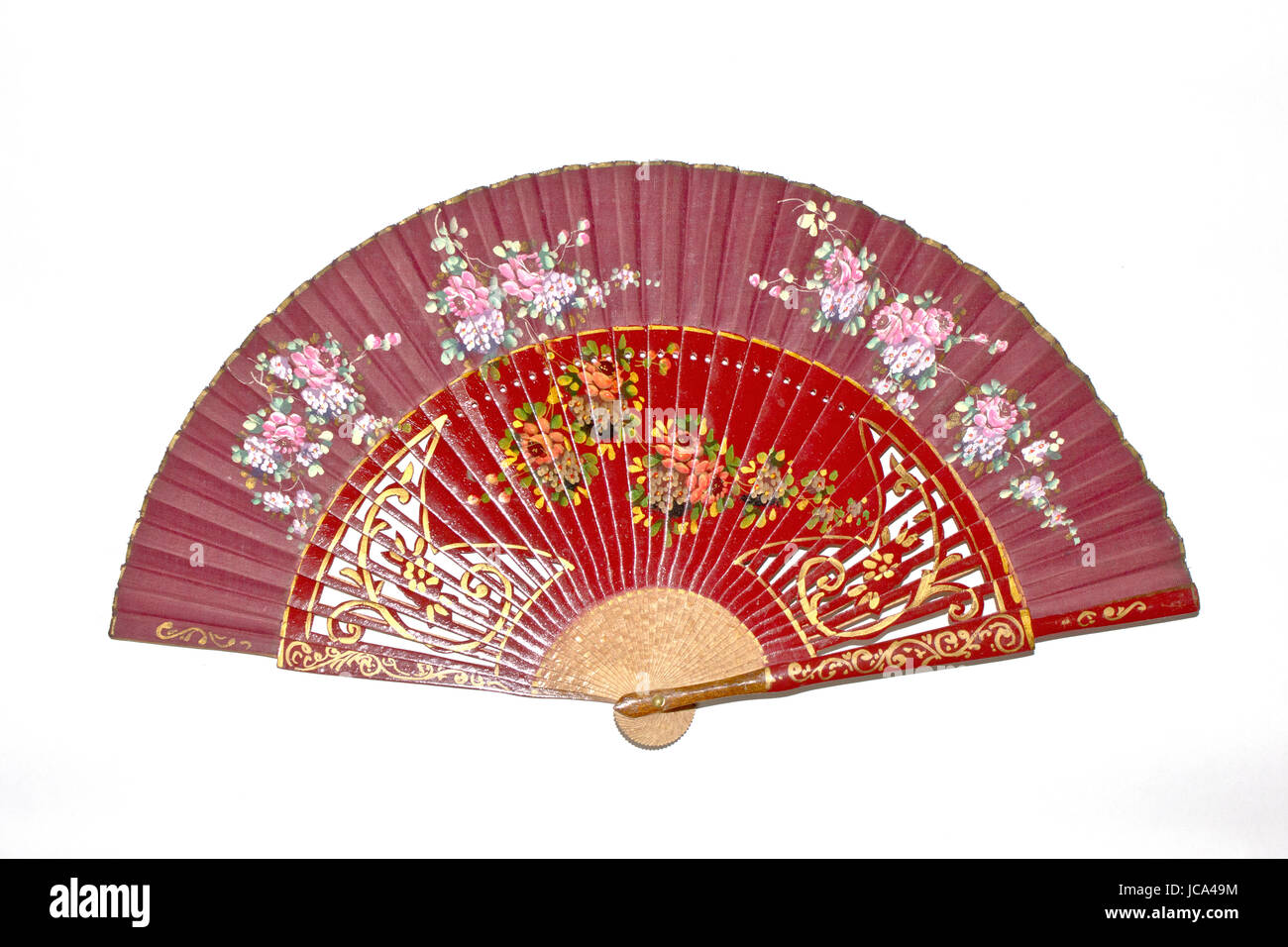 Vintage Hand Fan on White Background Stock Photo - Alamy
