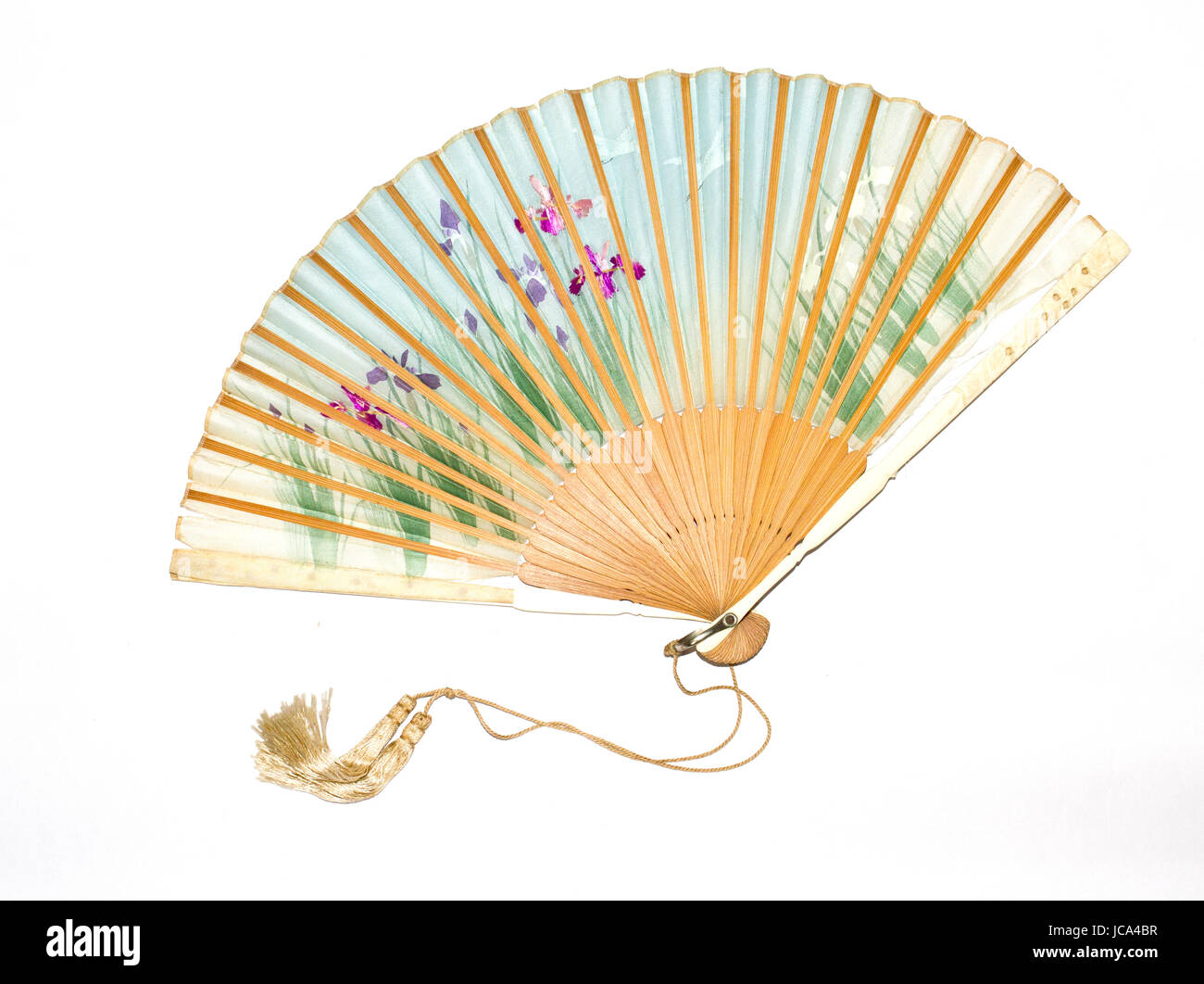 Vintage Hand Fan on White Background Stock Photo - Alamy