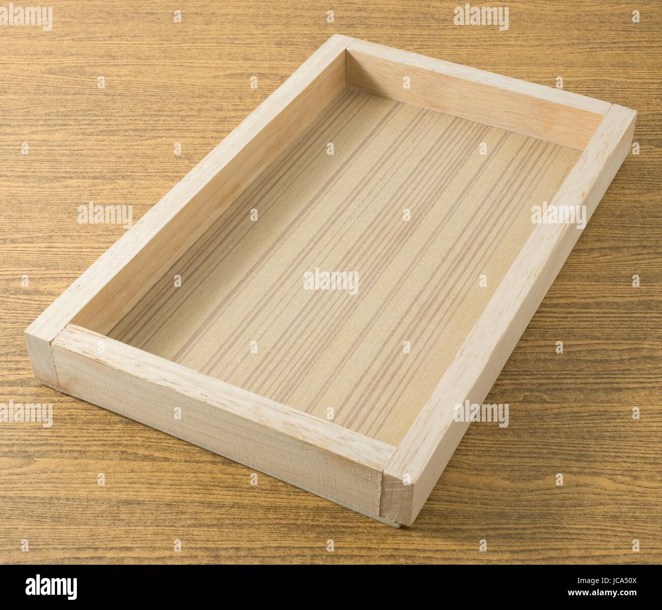 Empty Wooden Serving Tray in Rectangular Forms on A Table, For Carrying ...