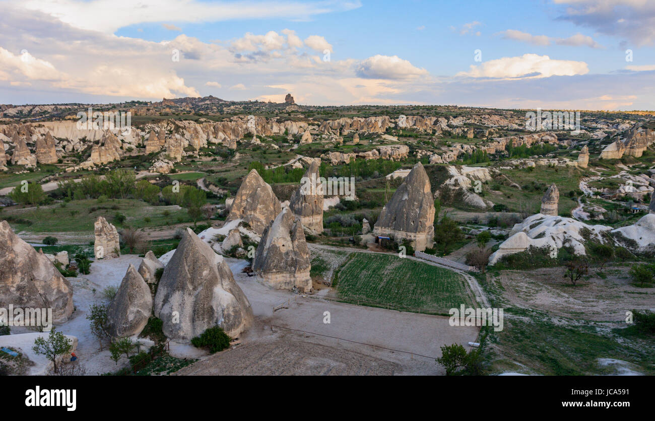 Horizontal shot of view over fairy chimney valley in Cappadocia Stock ...