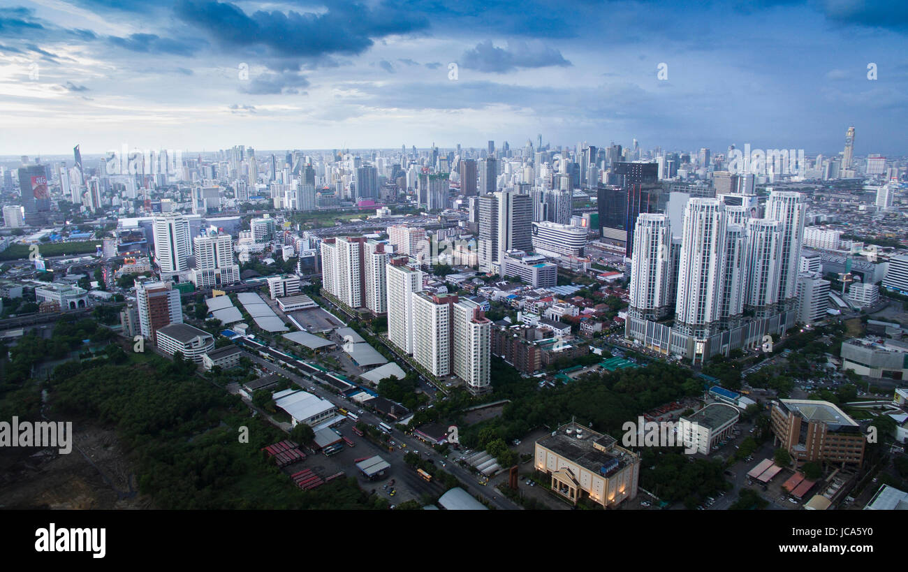 BANGKOK THAILAND - JUNE 7,2017 : aerial view of high and modern office ...