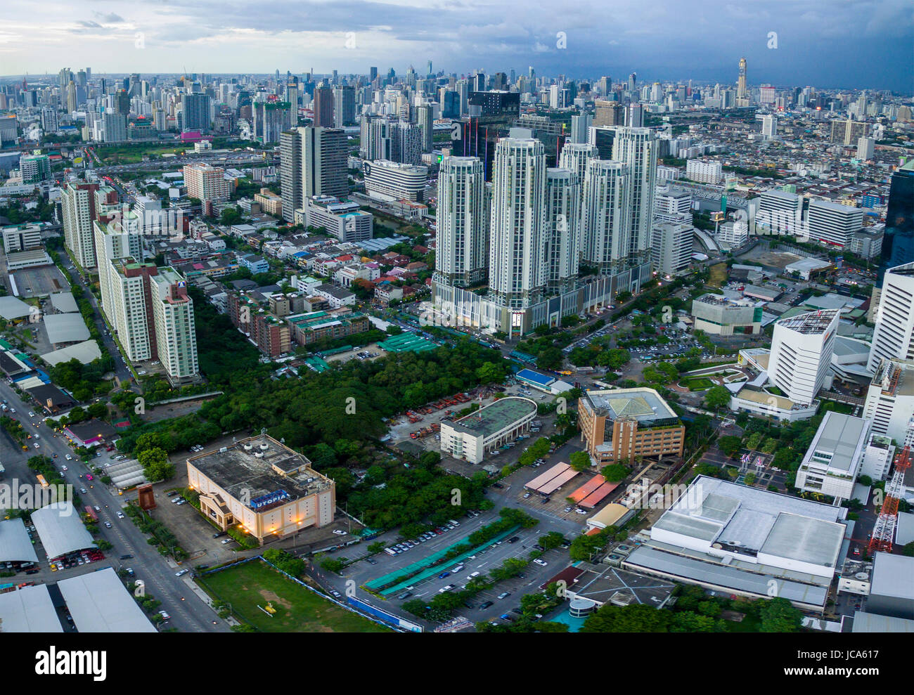 BANGKOK THAILAND - JUNE 8,2017 : aerial view of modern skyscraper at ...