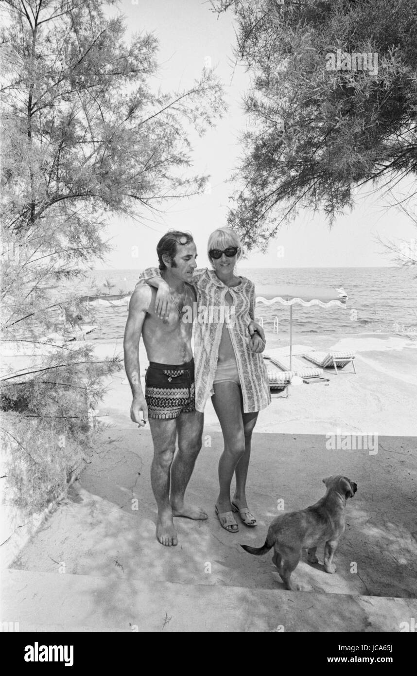 Charles Aznavour with wife Ulla Thorsell enjoying their holidays in ...