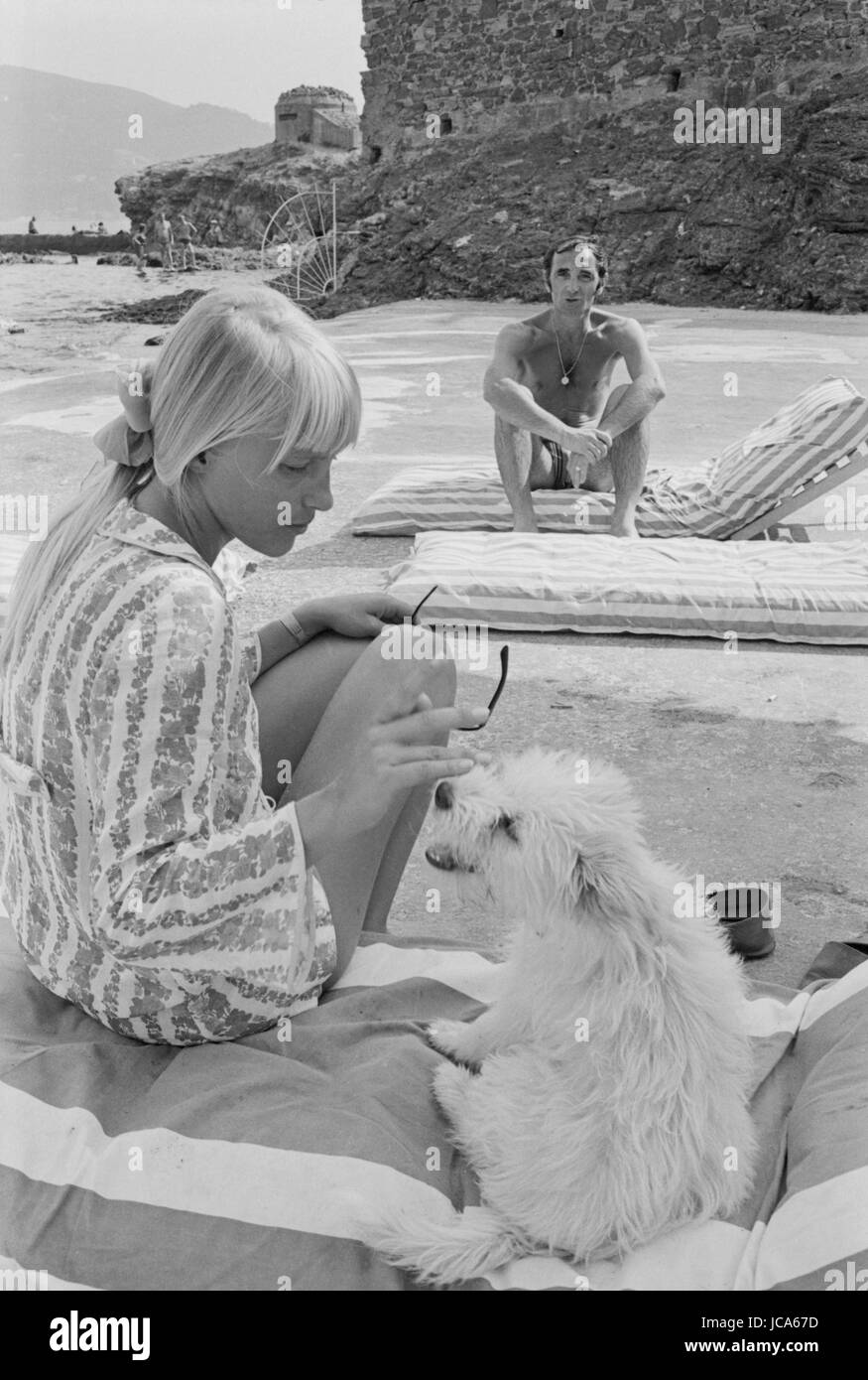 Charles Aznavour with wife Ulla Thorsell enjoying their holidays in ...