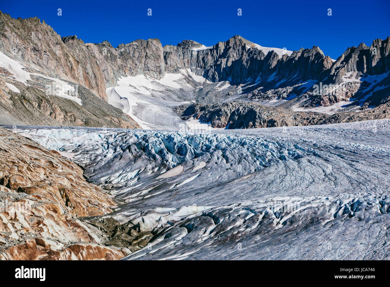 High Alps mountains with glacier Stock Photo - Alamy