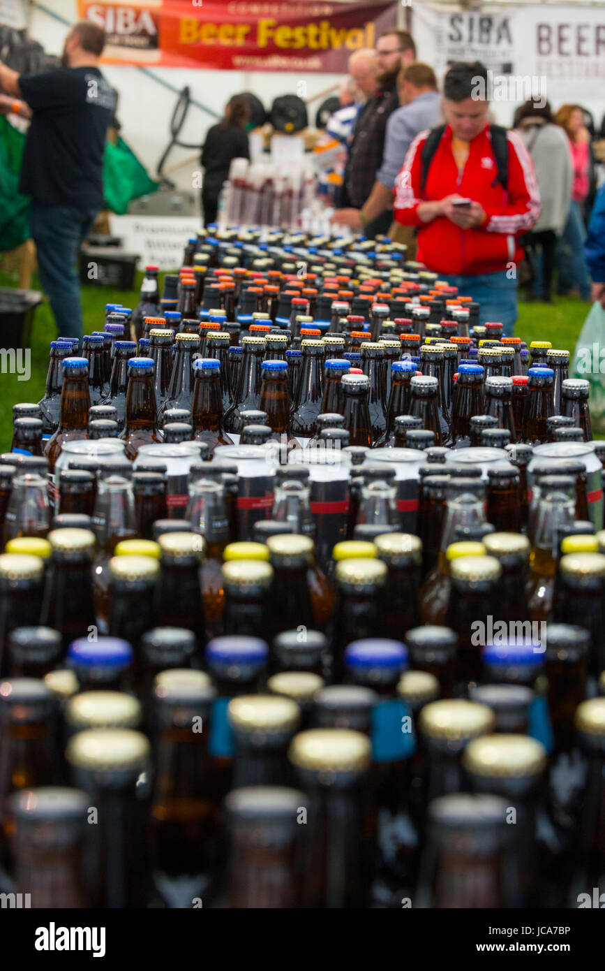 Bottles of beer in the Festival Pub at the 2017 Ludlow Spring Festival ...