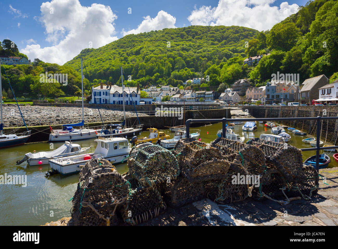 The harbour at Lynmouth on the North Devon coast in Exmoor National ...