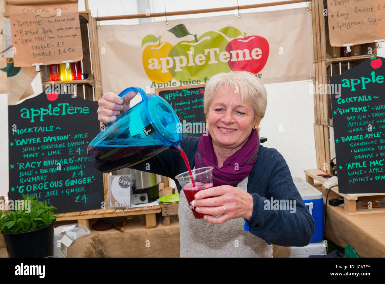 Jane Cullen of AppleTeme pouring a drink at the 2017 Ludlow Spring ...