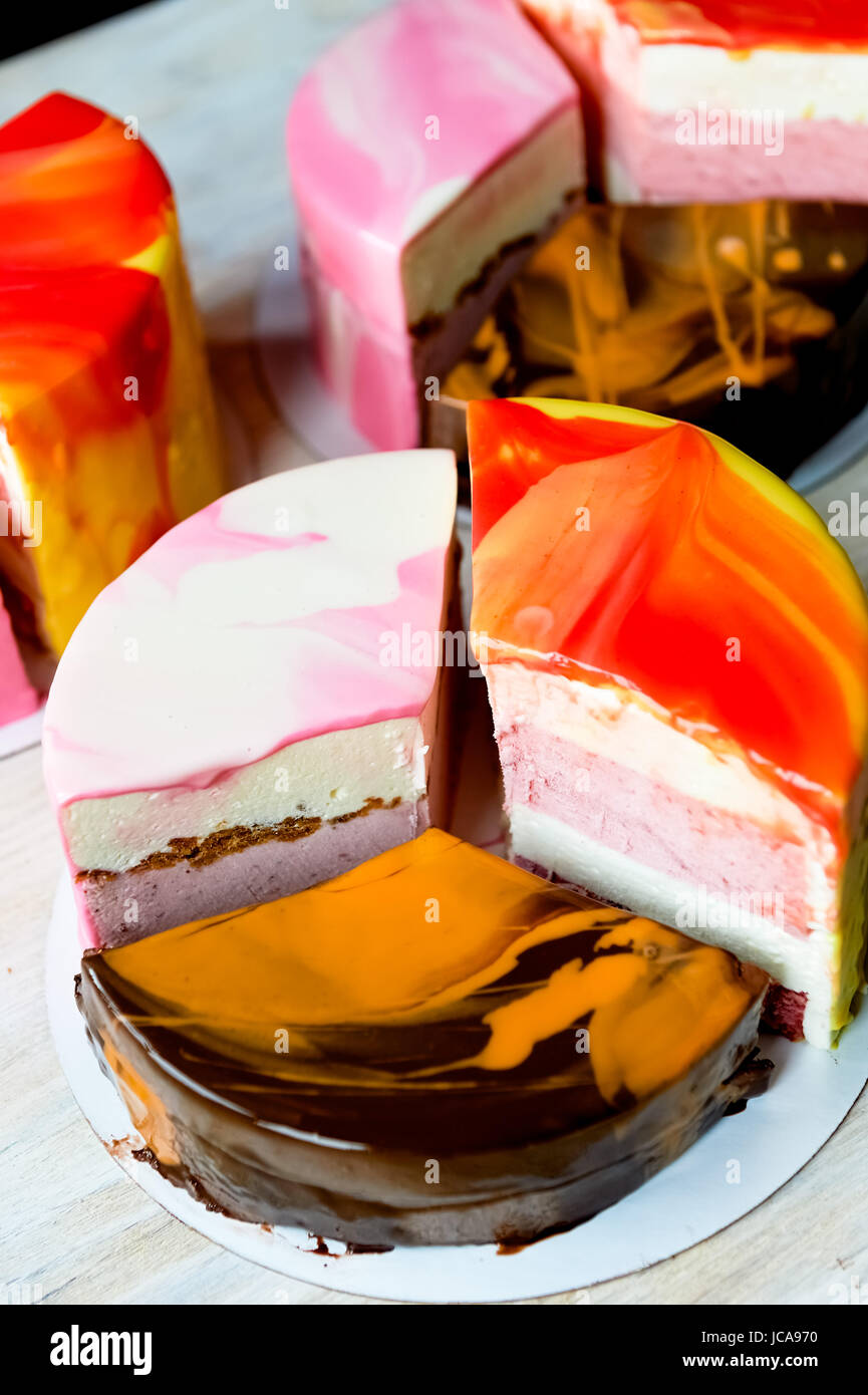 here three such wonderful sets mousse cakes Stock Photo - Alamy