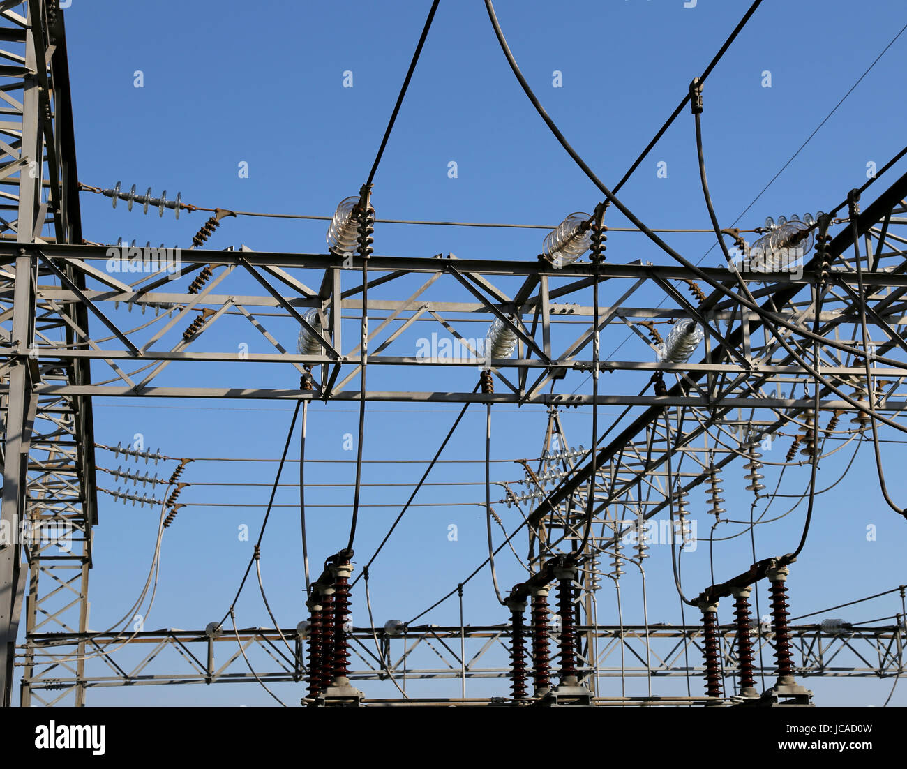 detail of disconnectors of electrical lines of high voltage in the ...