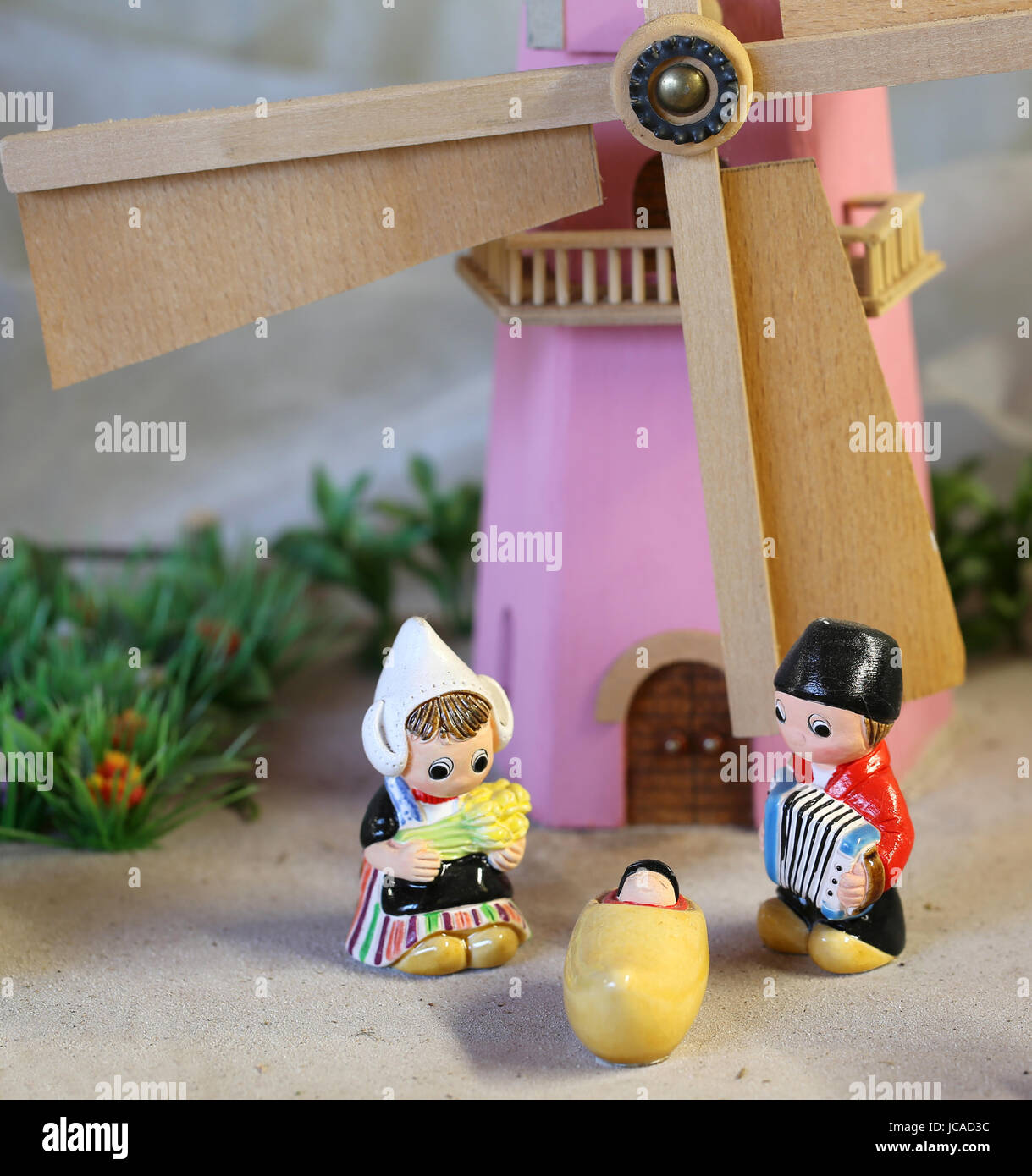 Dutch nativity scene with Holland windmill Stock Photo - Alamy