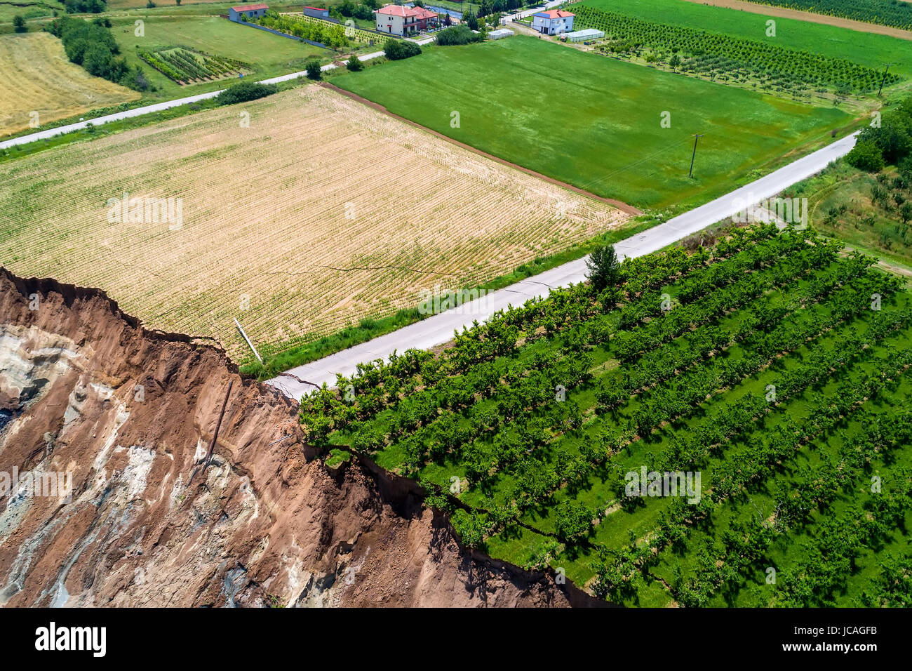 Landslide in lignite mine of Amyntaio, Florina, Greece Stock Photo - Alamy