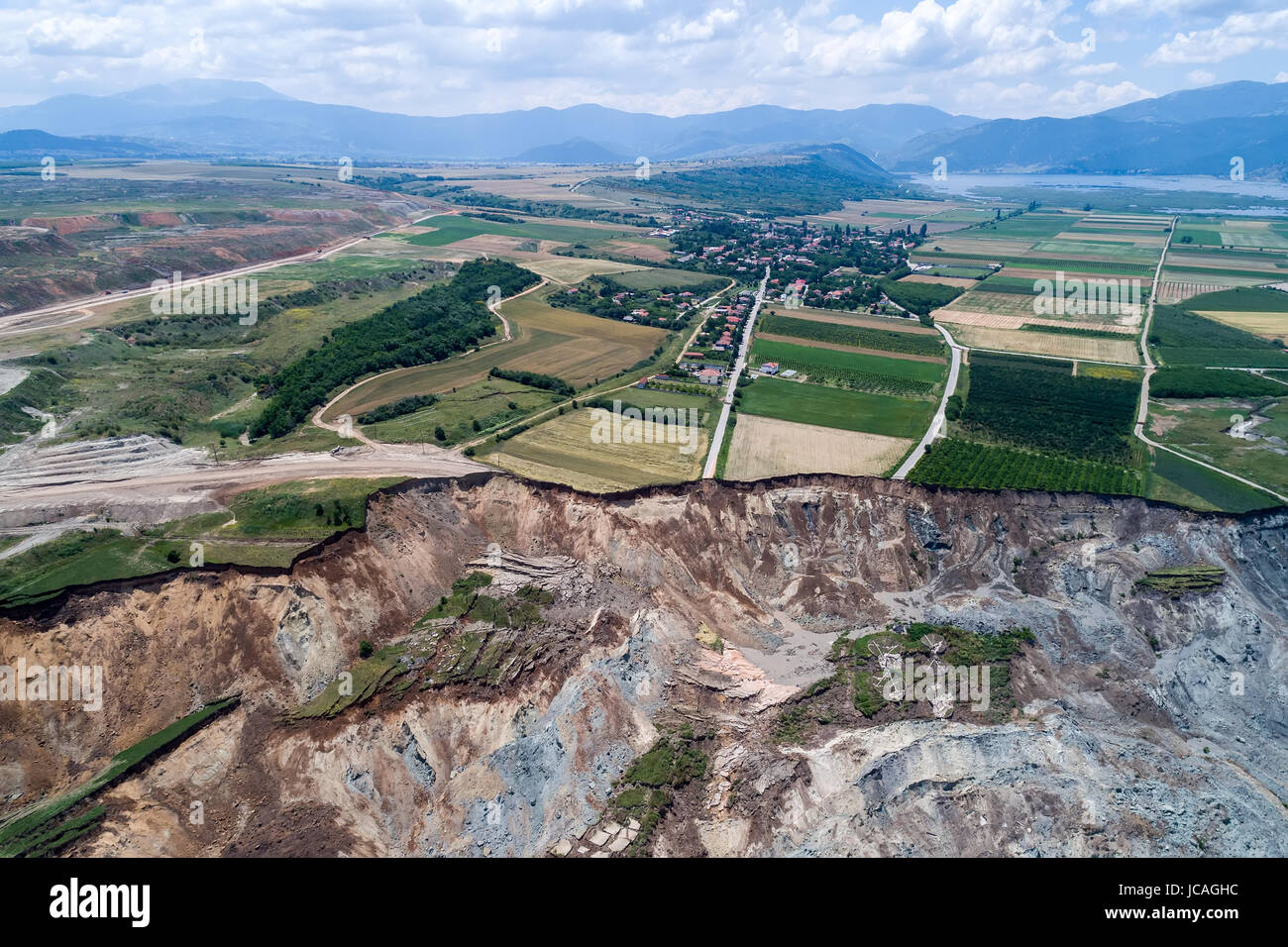 Landslide in lignite mine of Amyntaio, Florina, Greece Stock Photo - Alamy