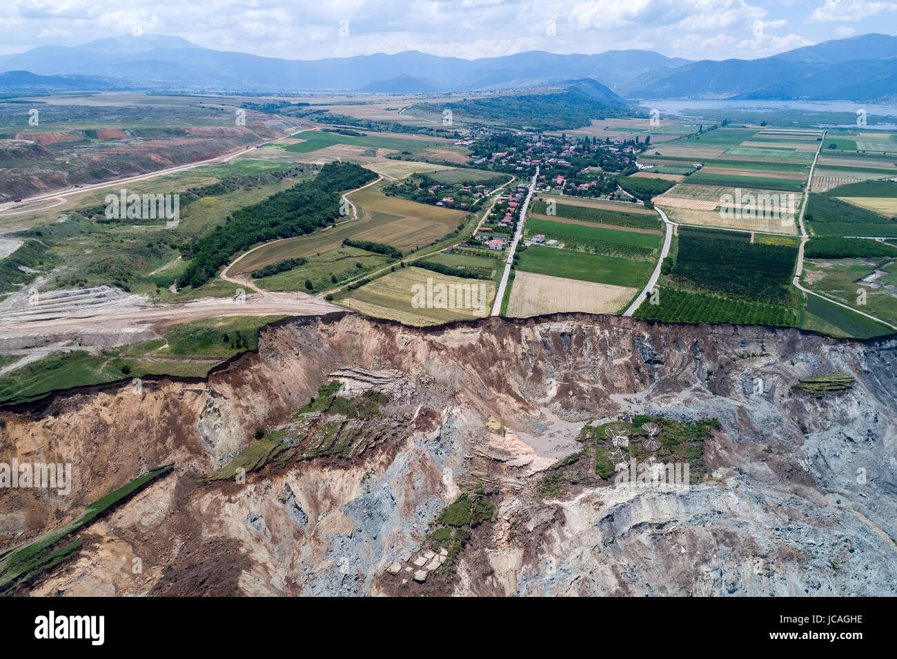 Landslide in lignite mine of Amyntaio, Florina, Greece Stock Photo - Alamy
