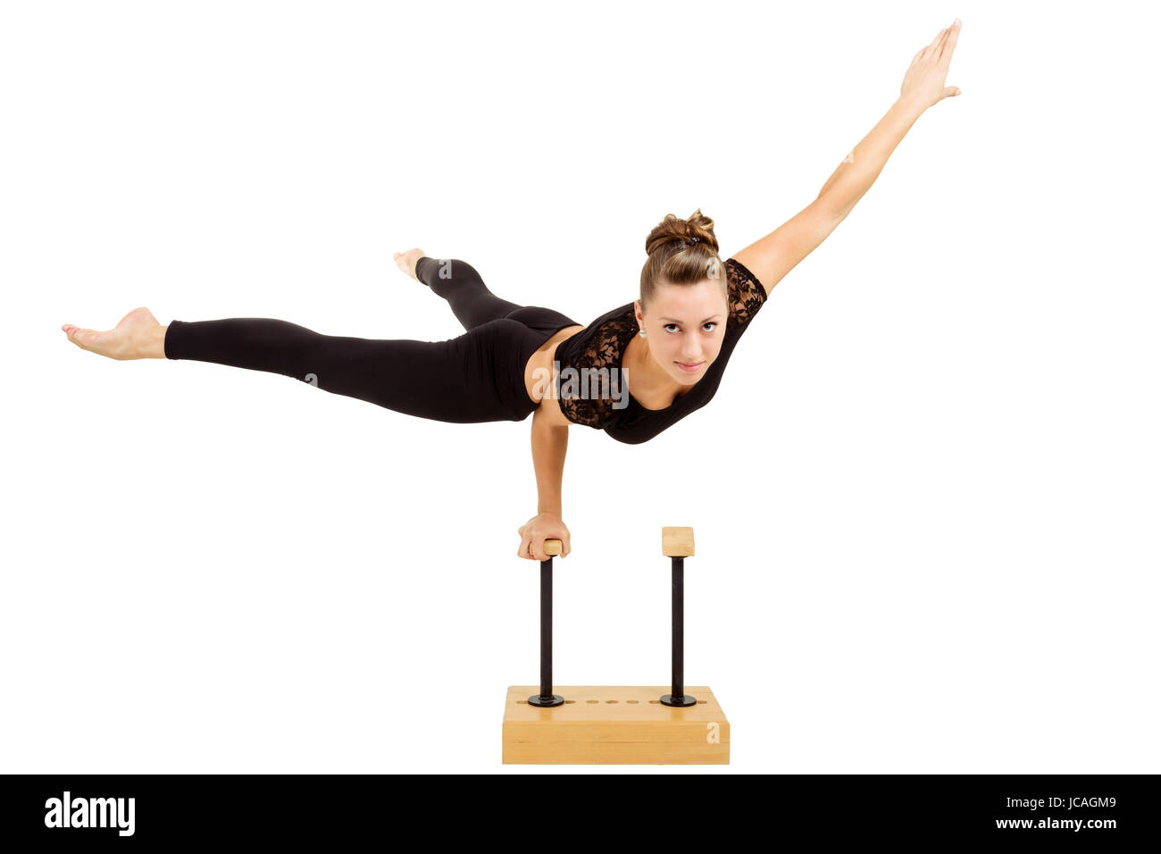beauty contortionist practicing gymnastic yoga isolated on white ...