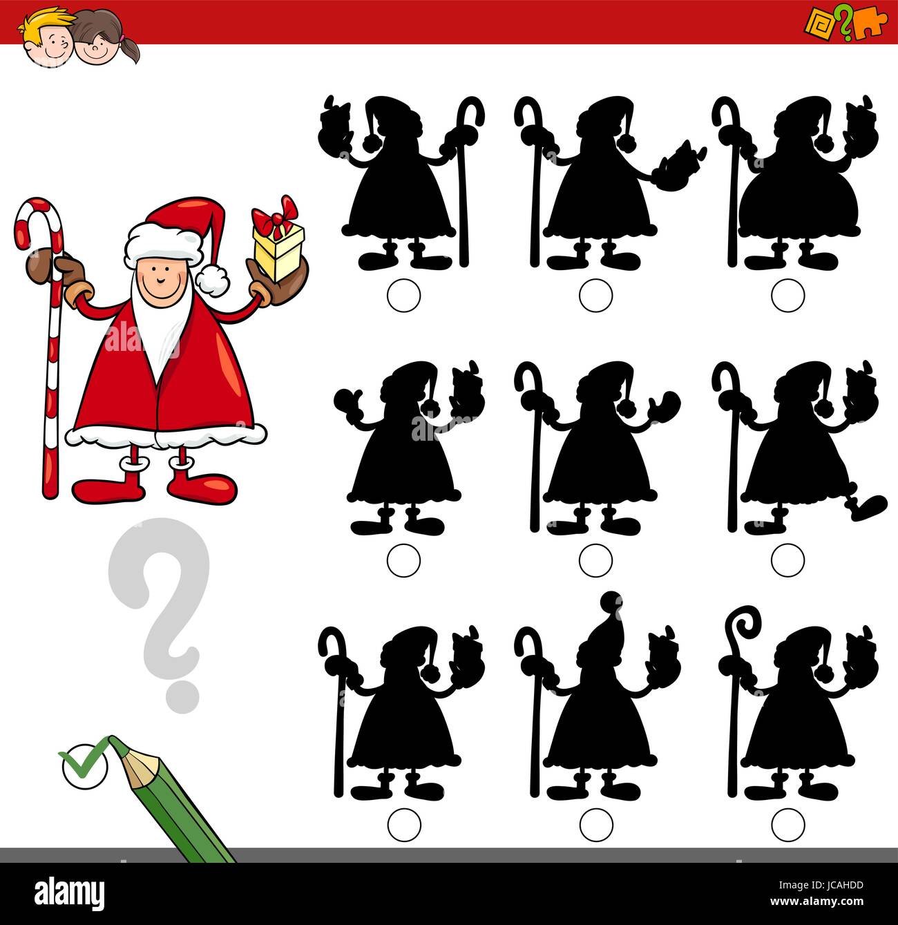 Cartoon Illustration of Finding the Right Shadow Educational Activity ...