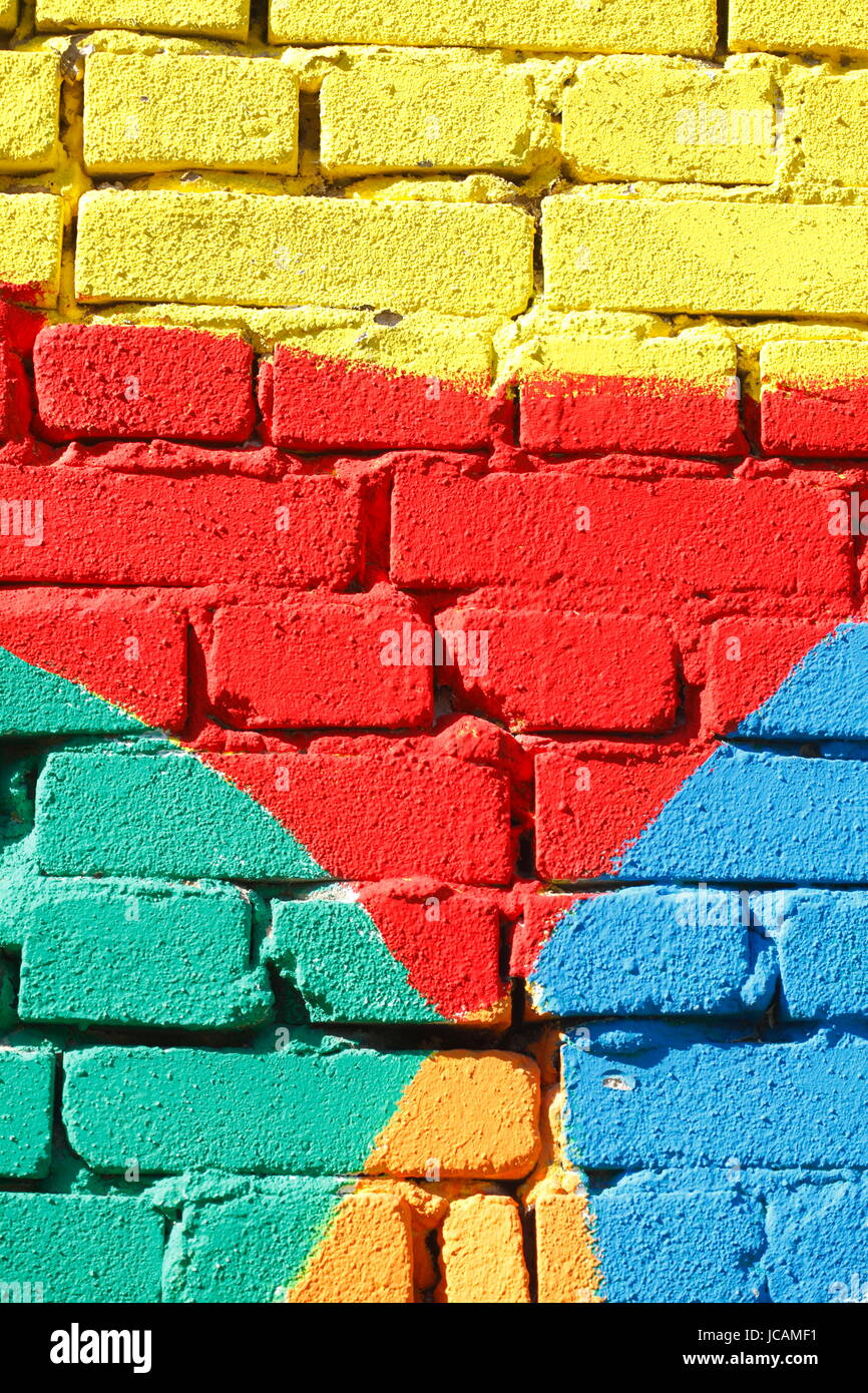 colorful painted brick wall Stock Photo - Alamy